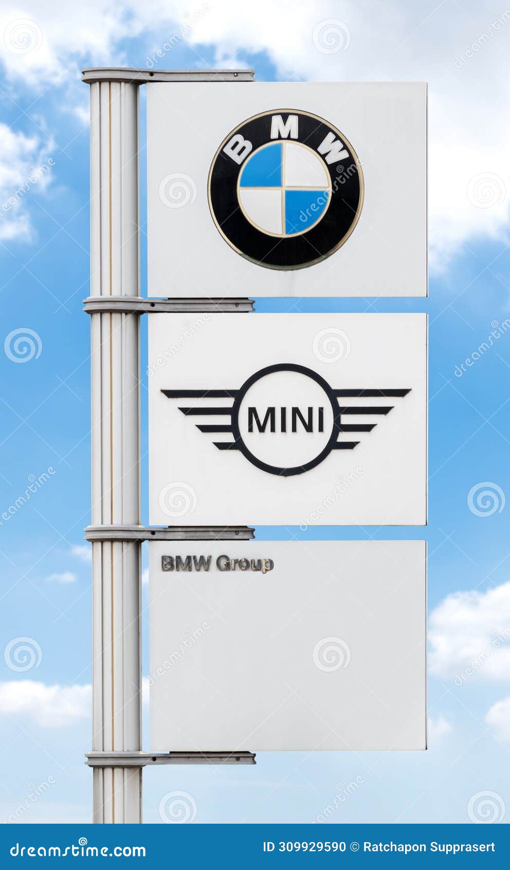 Logo BMW and MINI on Pole with Blue Sky Background Editorial Image ...