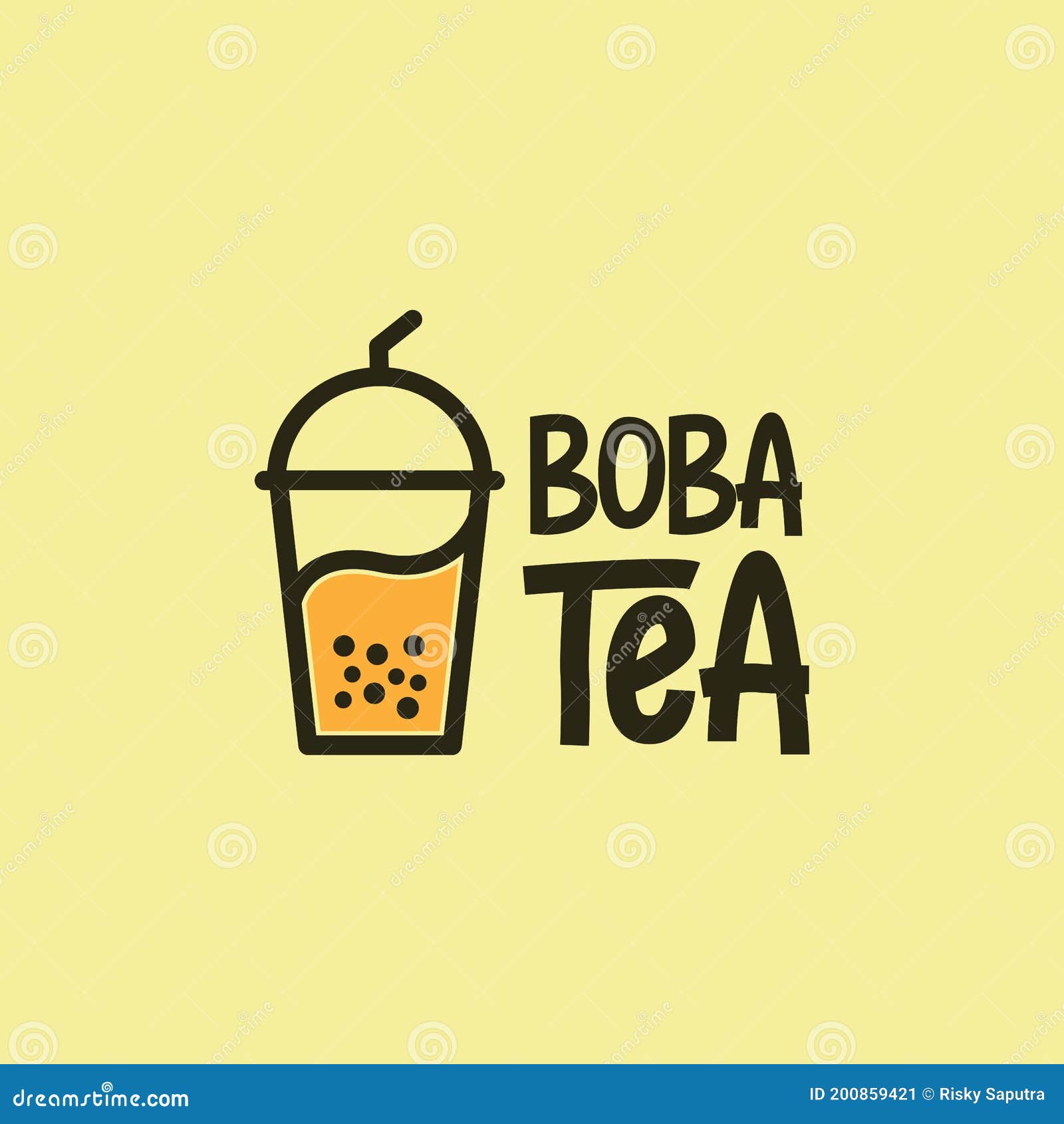 Logo Boba Tea stock vector. Illustration of line, business - 200859421