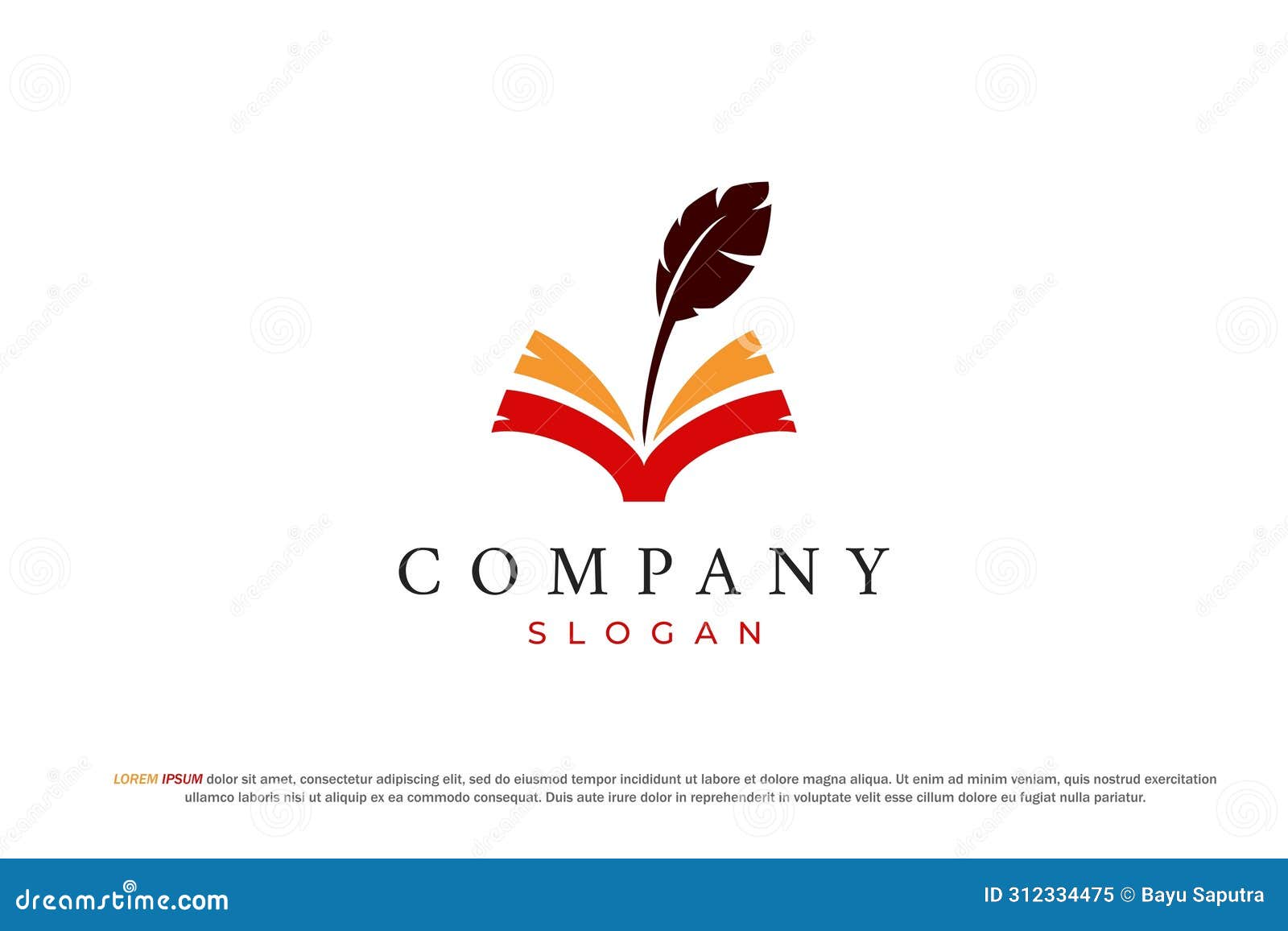 Logo Book and Quill Feather Knowledge Education Stock Illustration ...