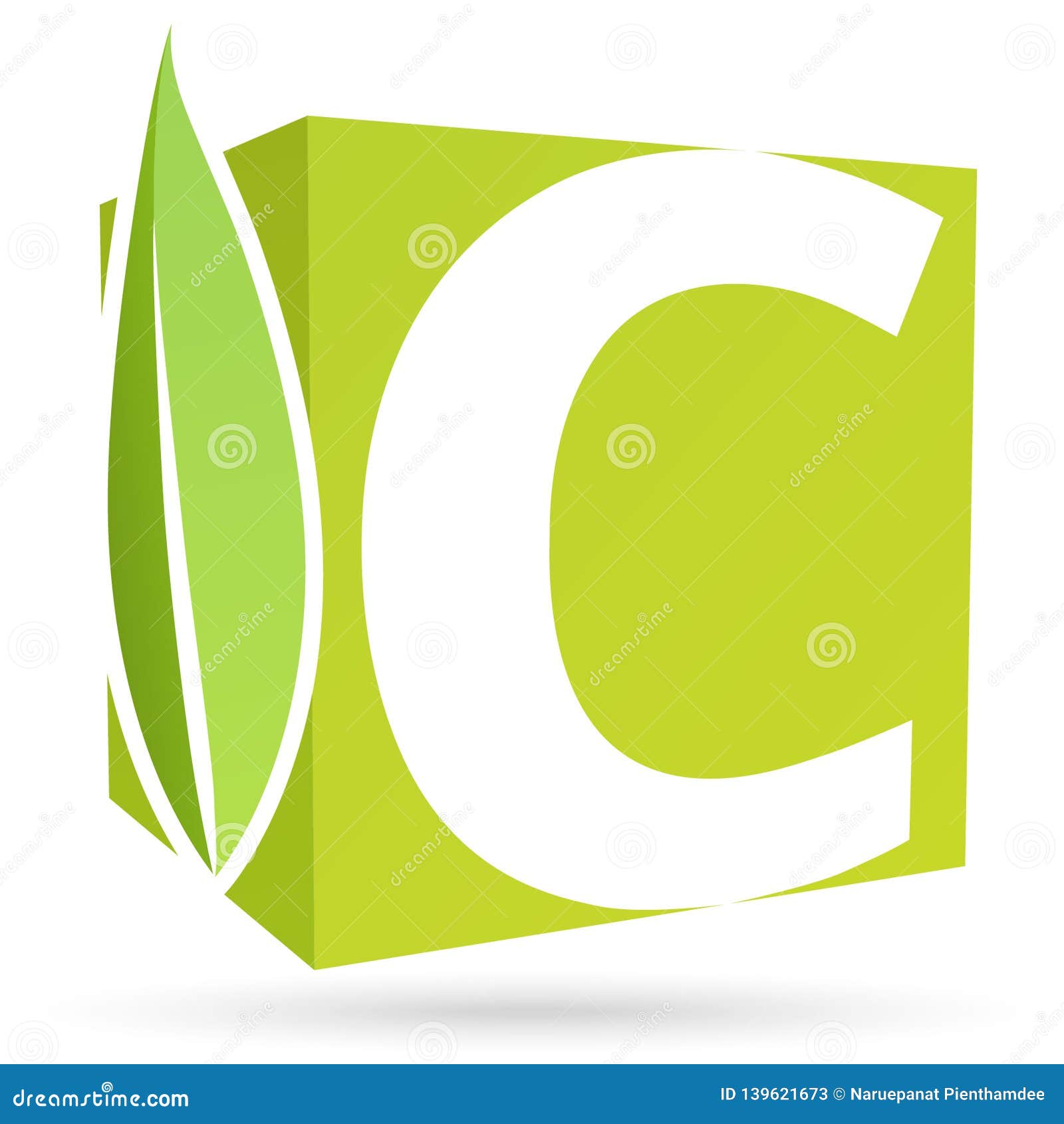 Box Font C with Leaf Color Green Stock Vector - Illustration of sign ...