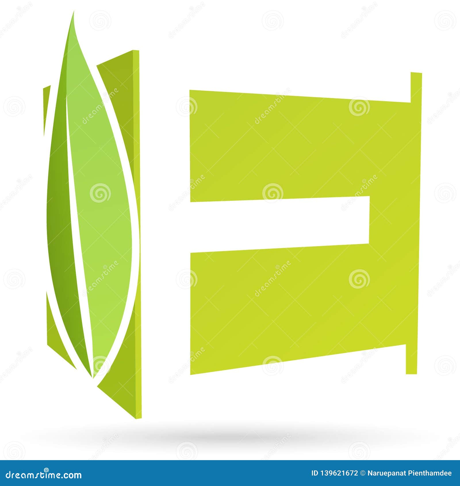 Box Font E with Leaf Color Green Stock Vector - Illustration of ...