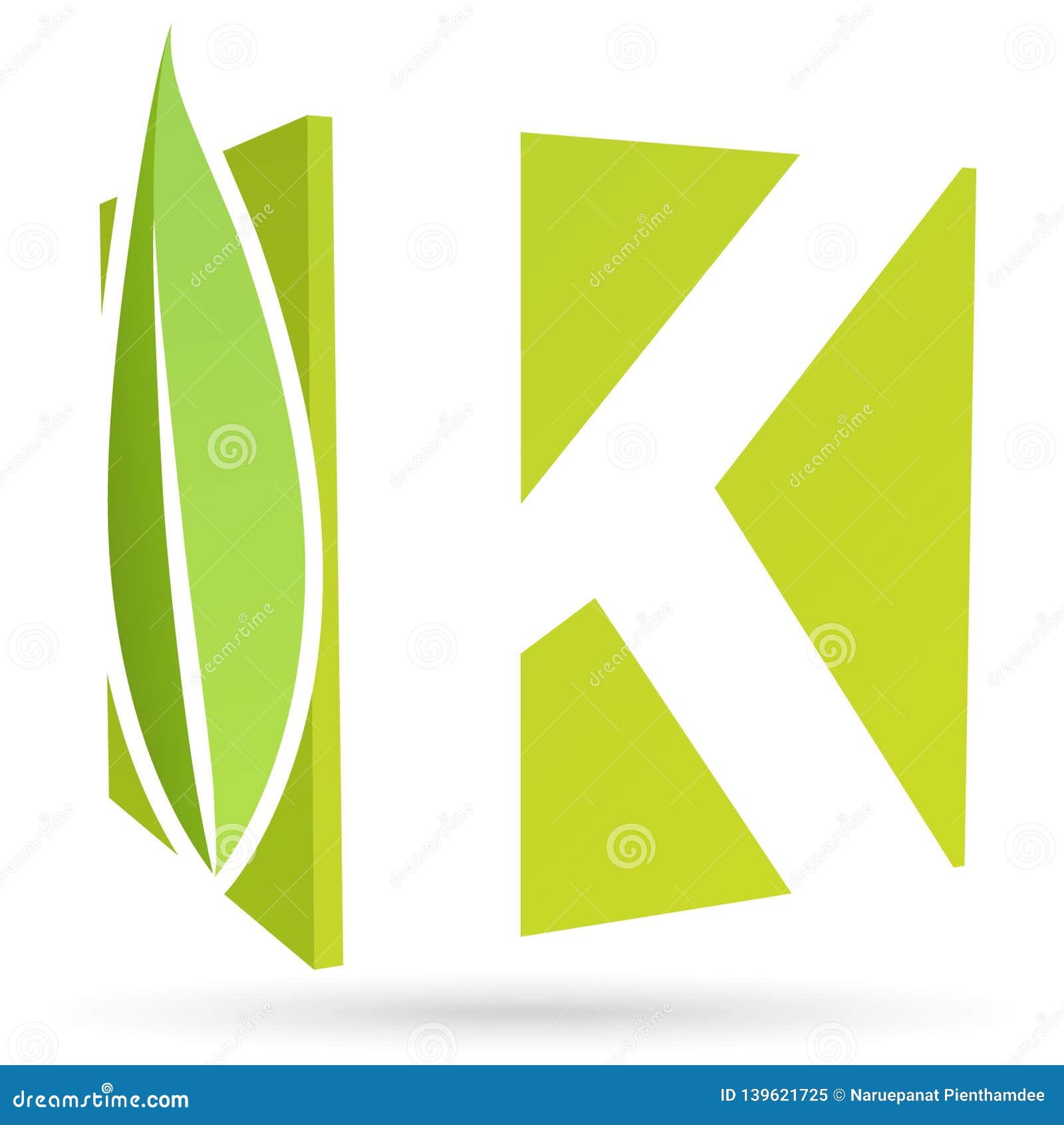 Box Font K with Leaf Color Green Stock Vector - Illustration of design ...