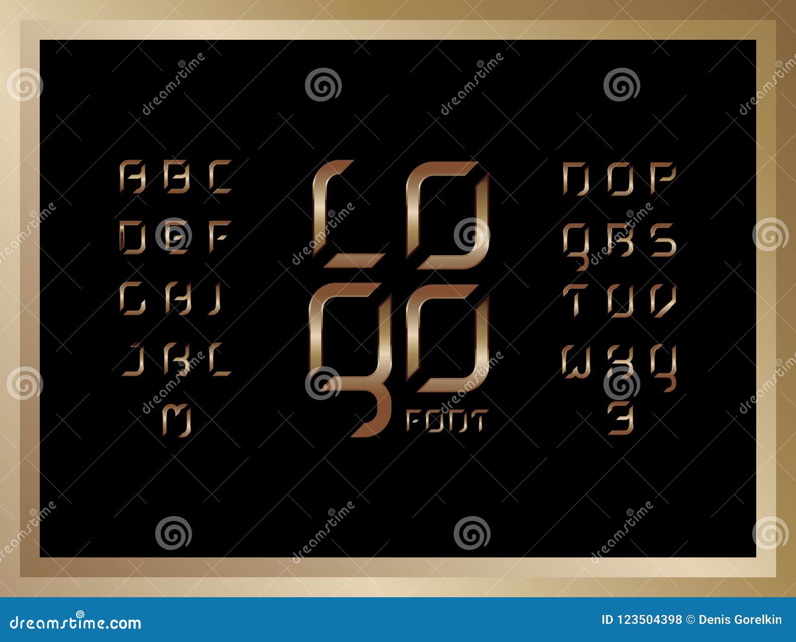 Bronze Alphabet On White Background. 3D Letters Numbers And Font ...