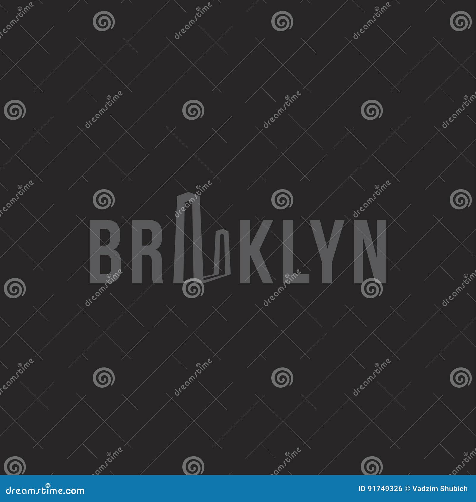 Logo of the Brooklyn Bridge. Silhouette of the Bridge in the Font. Flat ...