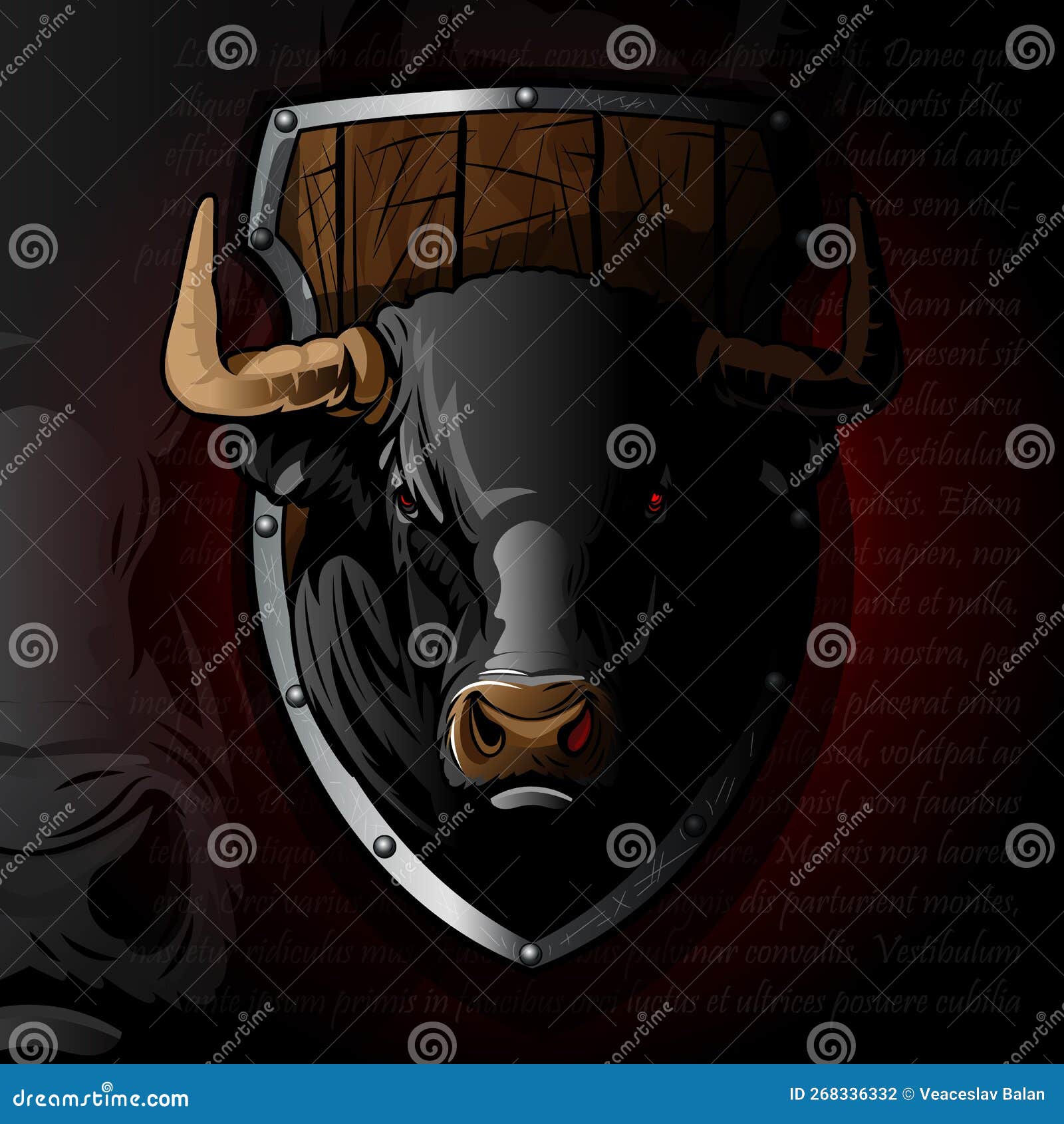 Logo of Bull Head on Knightly Shield. Stock Vector - Illustration of ...