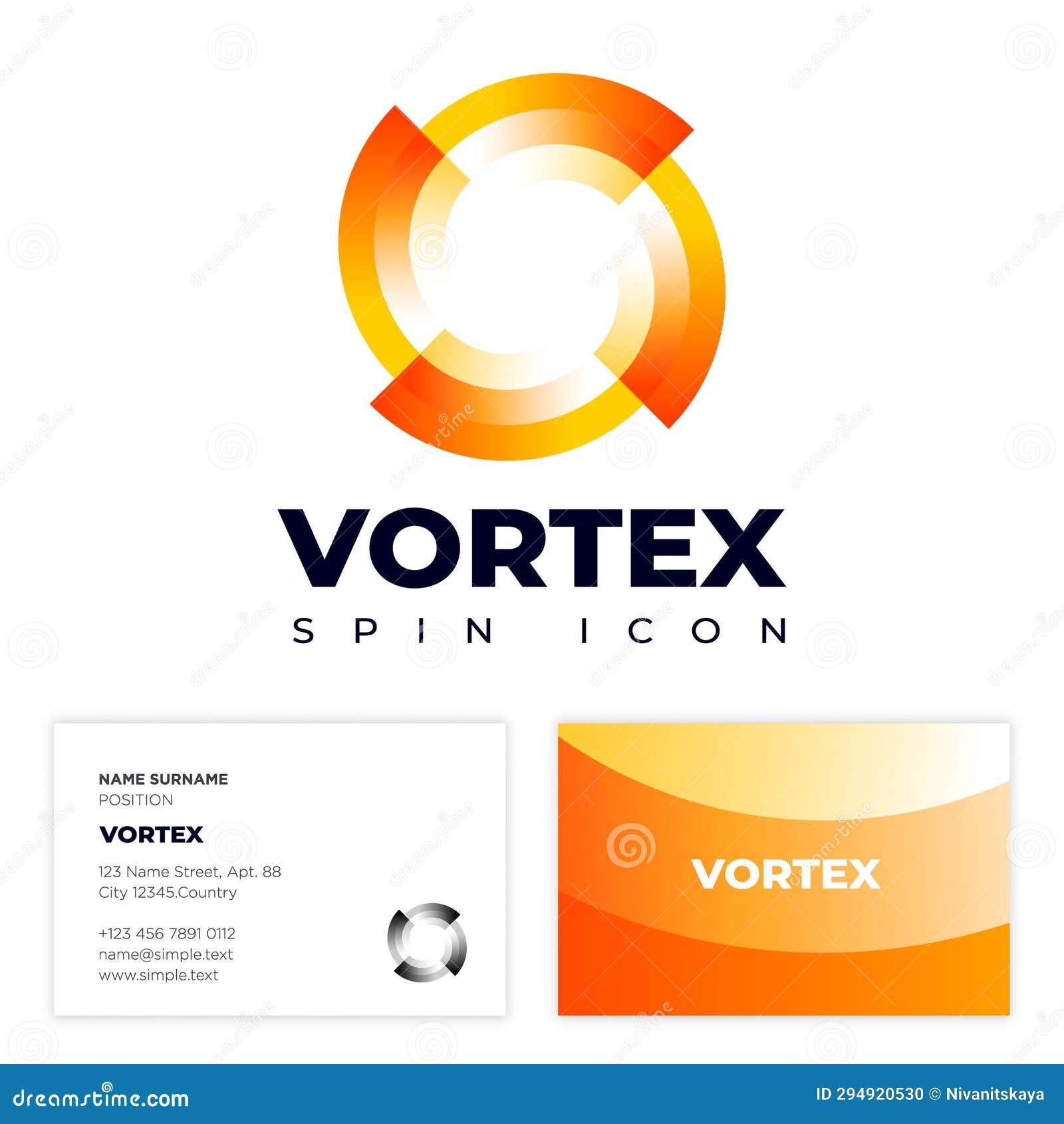 Vortex Logo. the Dynamic Symbol Consists of Orange and Yellow Elements ...