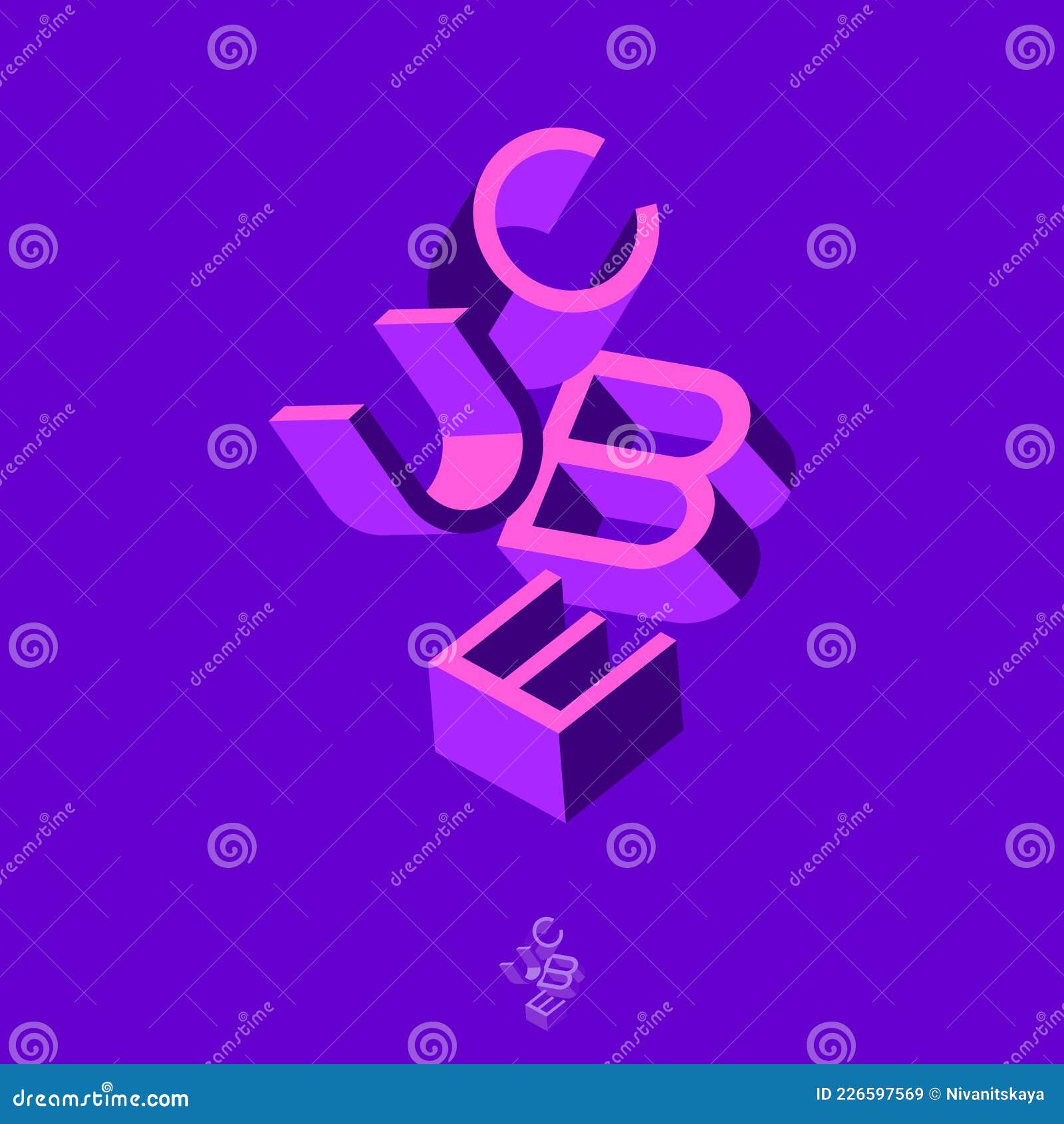 CUBE Typographic Composition. Volume Lettering Like Isometric ...