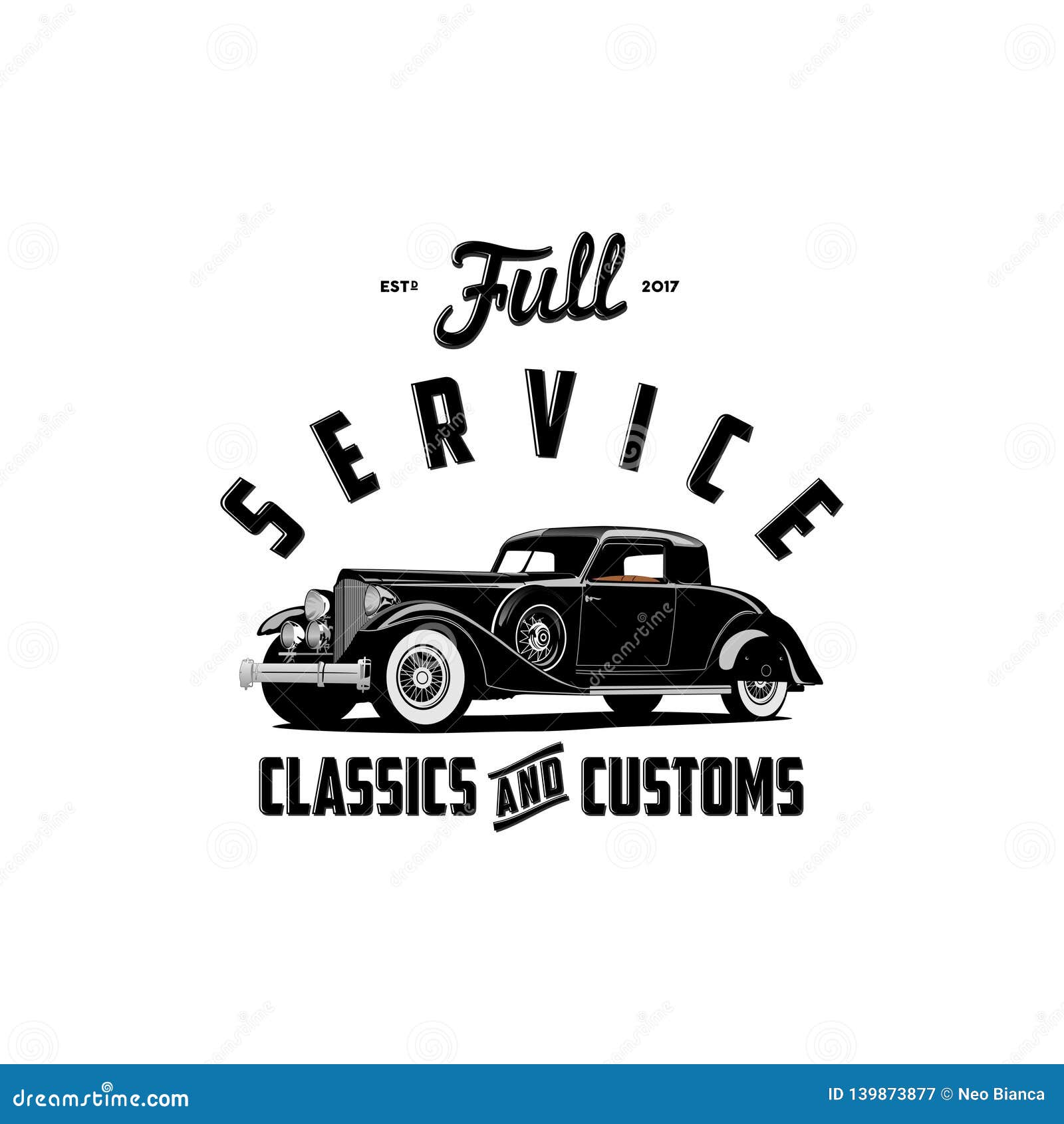 Garage Full Service Classic Car and Custom Logo Vector Stock Vector ...