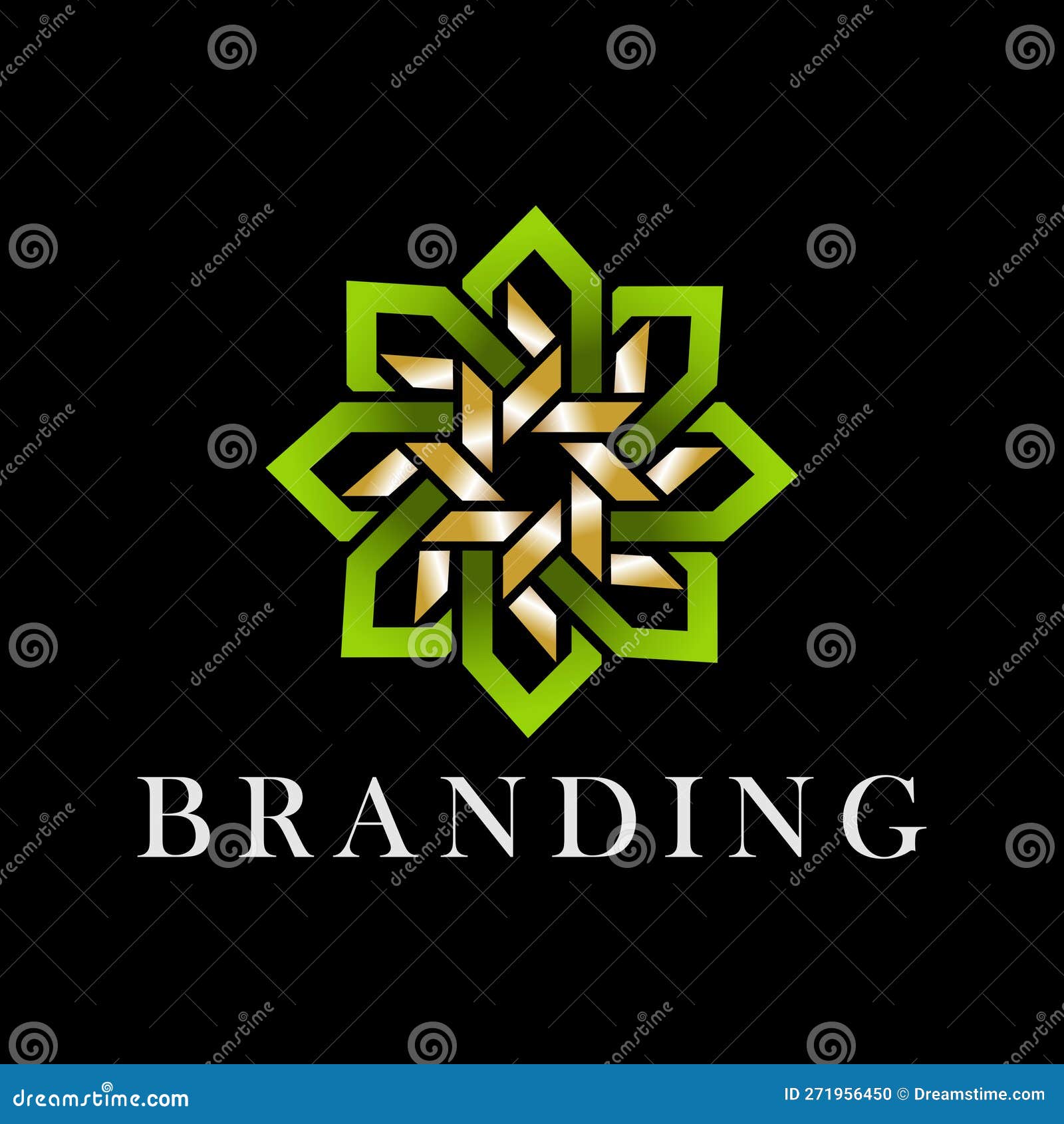 Logo Element Simple Line Green and Gold Color Stock Vector ...