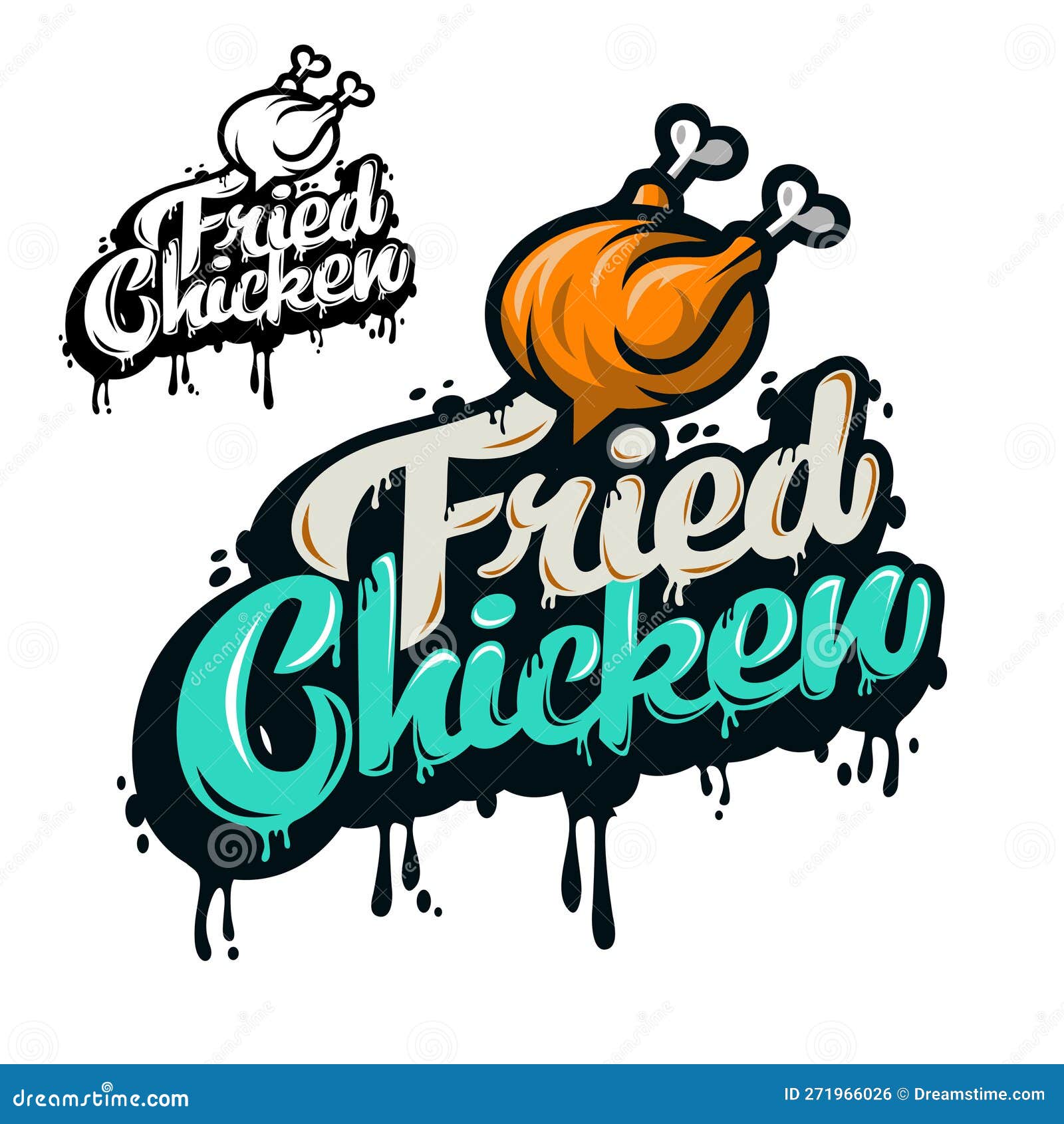 Logo Lettering Fried Chicken Stock Vector - Illustration of cartoon ...