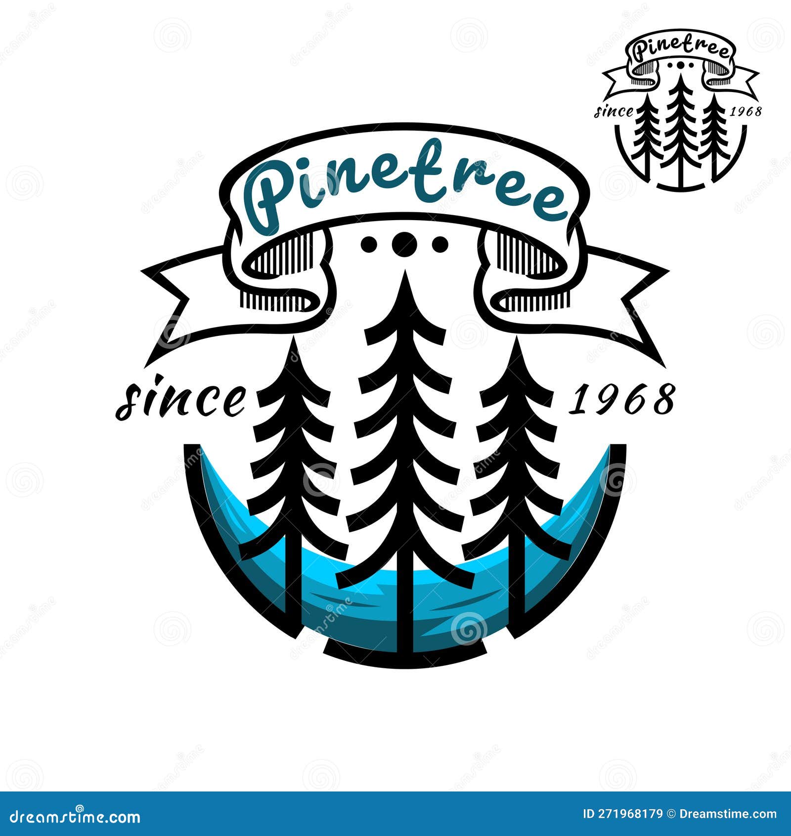 Logo Pine Tree Silhouette stock vector. Illustration of font - 271968179