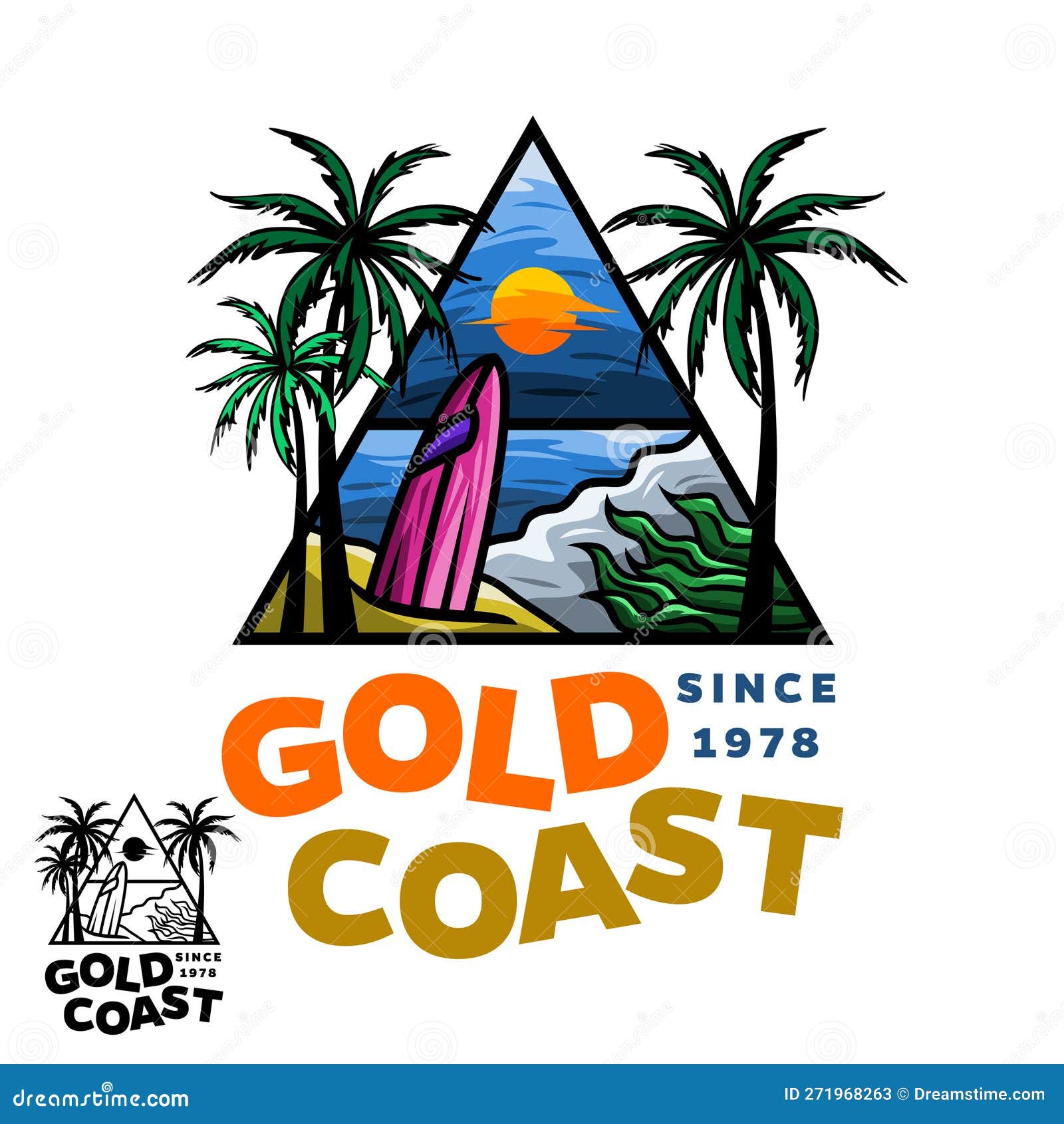 Logo Triangle Surfing Beach Stock Vector - Illustration of surf ...
