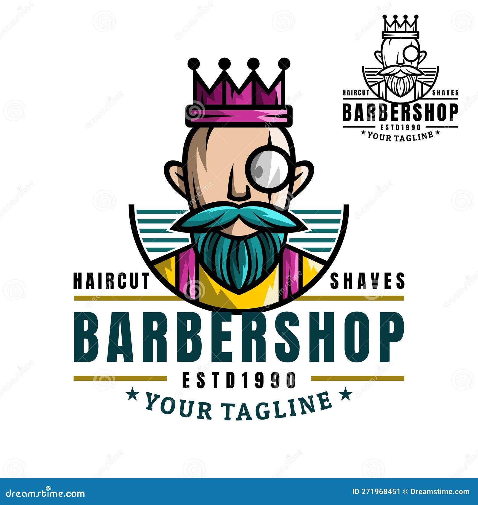 Logo King Barbershop stock vector. Illustration of drawing - 271968451