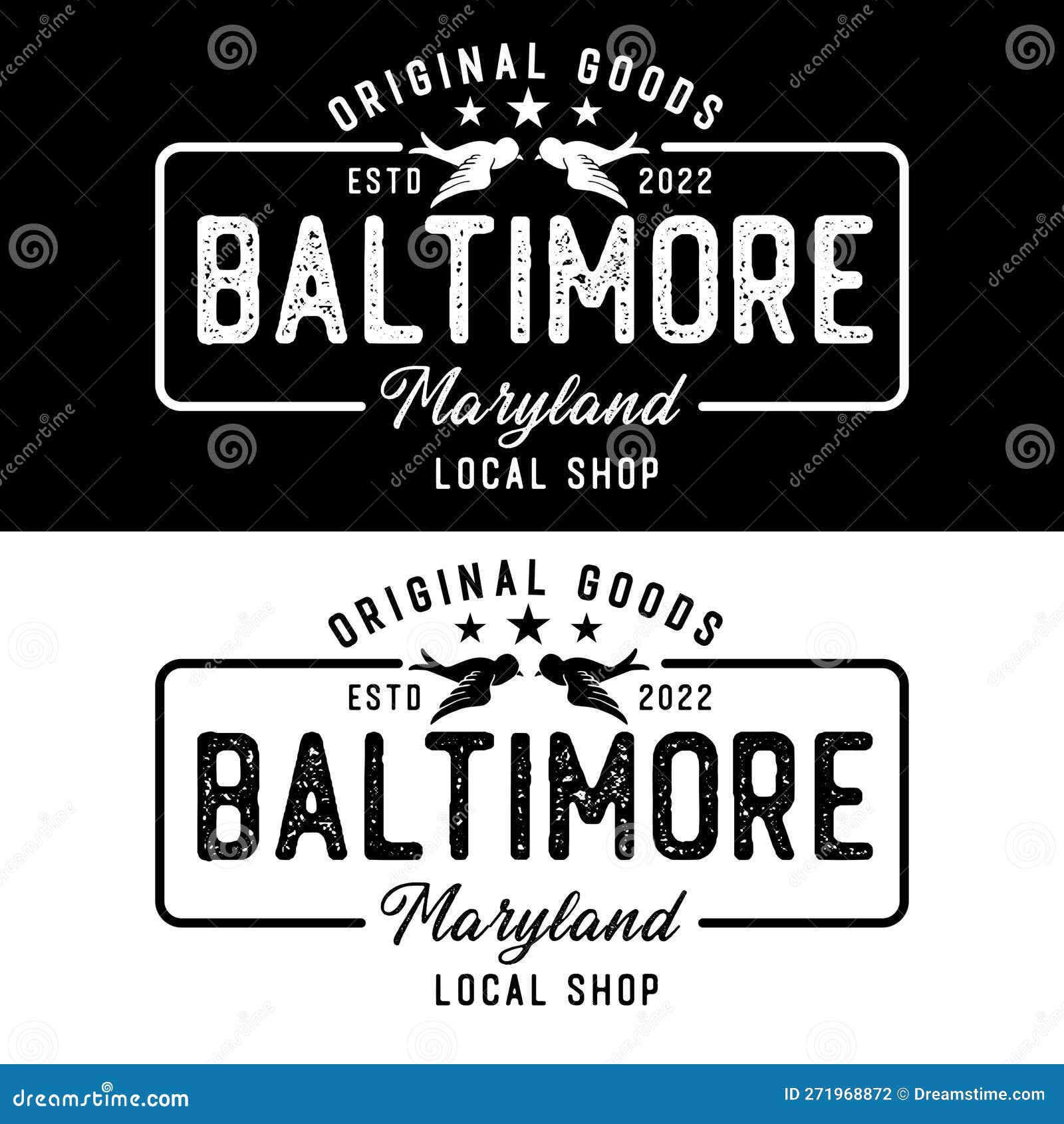 Typography Logo Baltimore Maryland Stock Vector - Illustration of ...