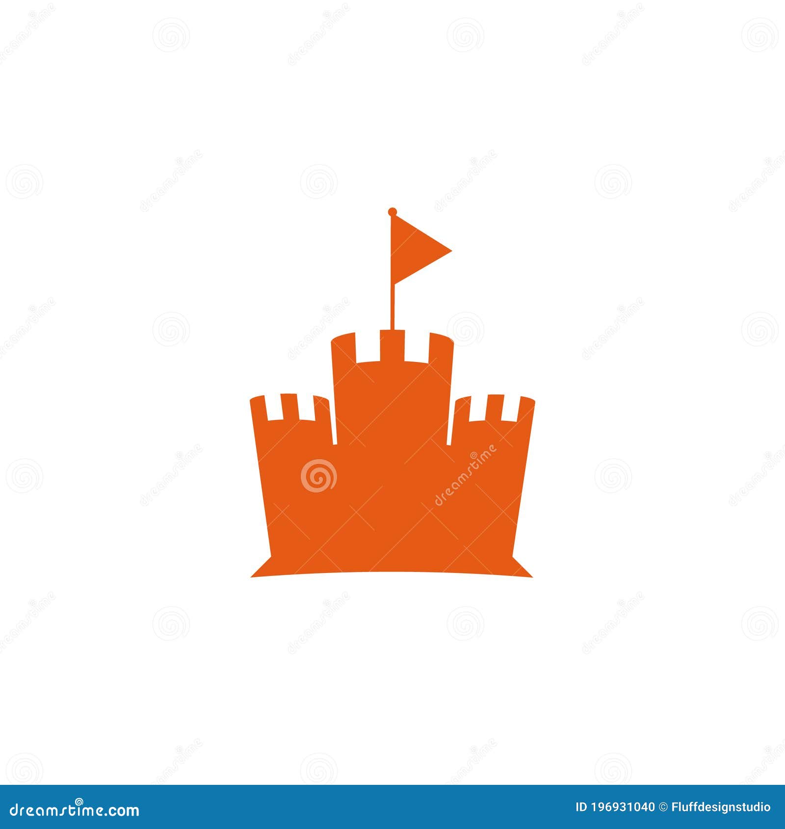 Logo of a Castle with Three Towers and a Flag Stock Vector ...
