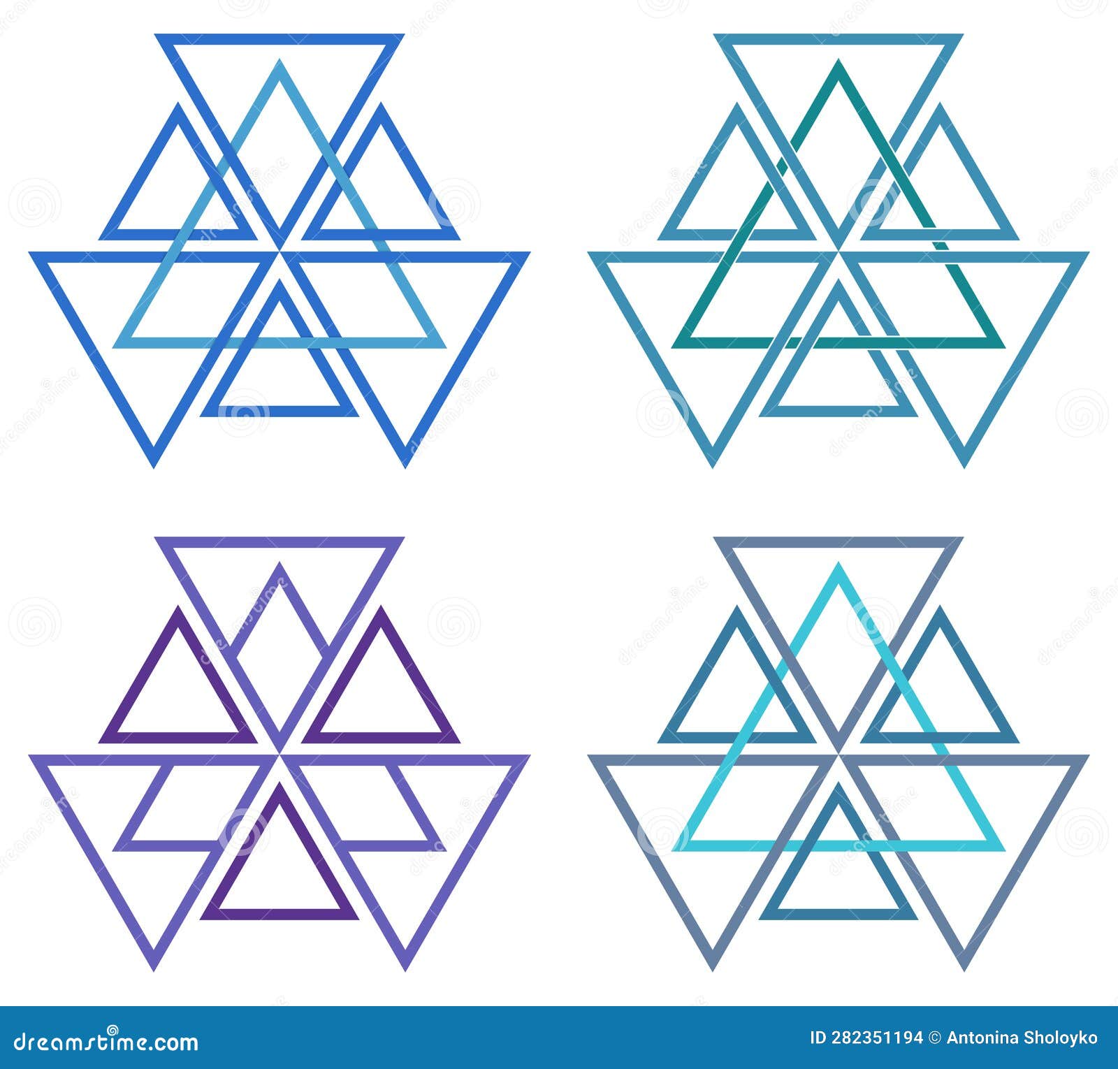 Unique Geometric Logo. Triangles are Taken As a Basis. Four Options ...