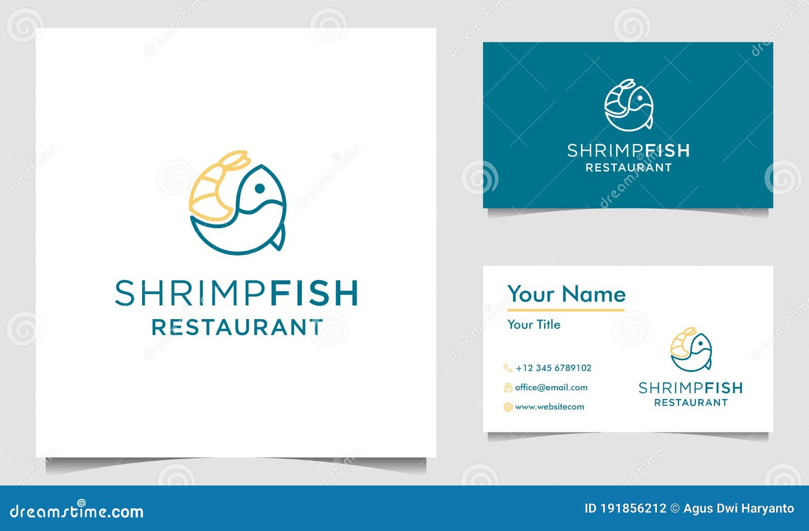 Fish with Shrimp Linear Style Logo Design Vector Stock Vector ...