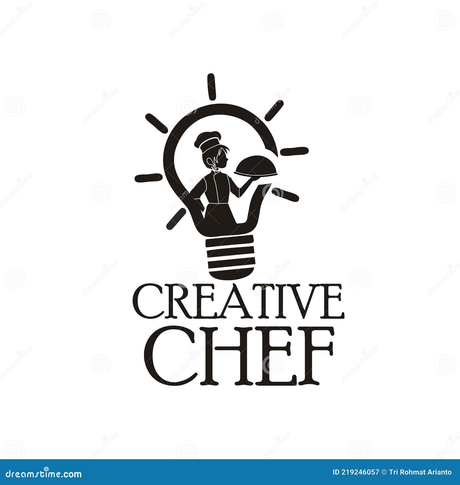 Logo of Chef Holding Frying Pan Inside Light Bulb. Stock Vector ...