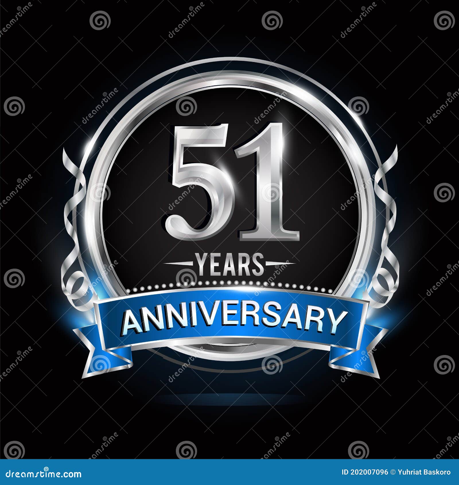 Celebrating 51st Anniversary Logo, With Golden Badge And Red Ribbon ...