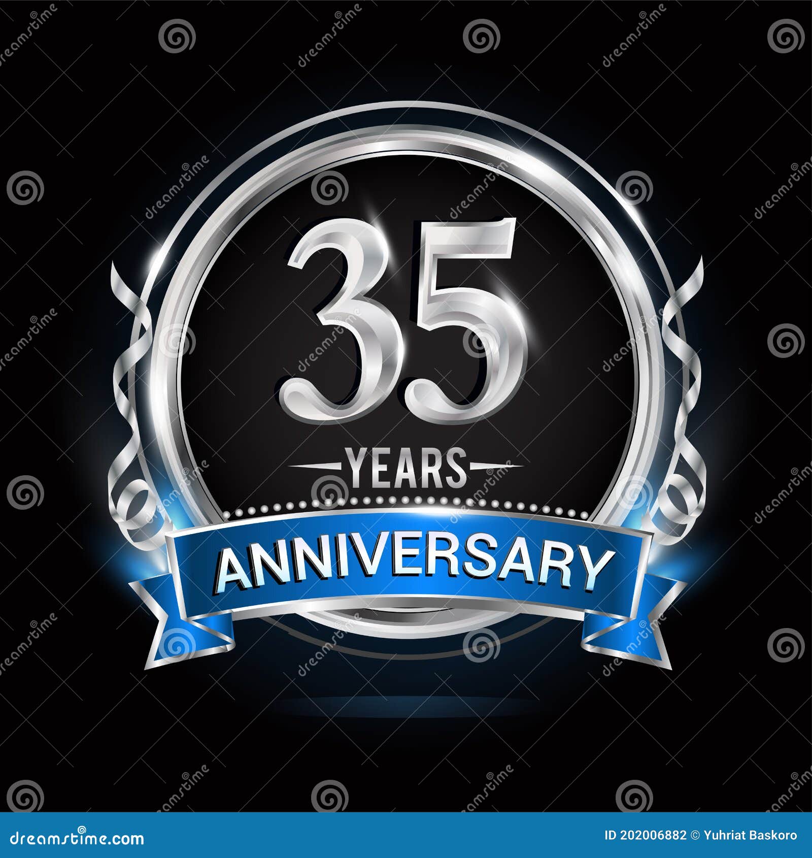 Celebrating 35th Anniversary Logo, With Golden Badge And Red Ribbon ...