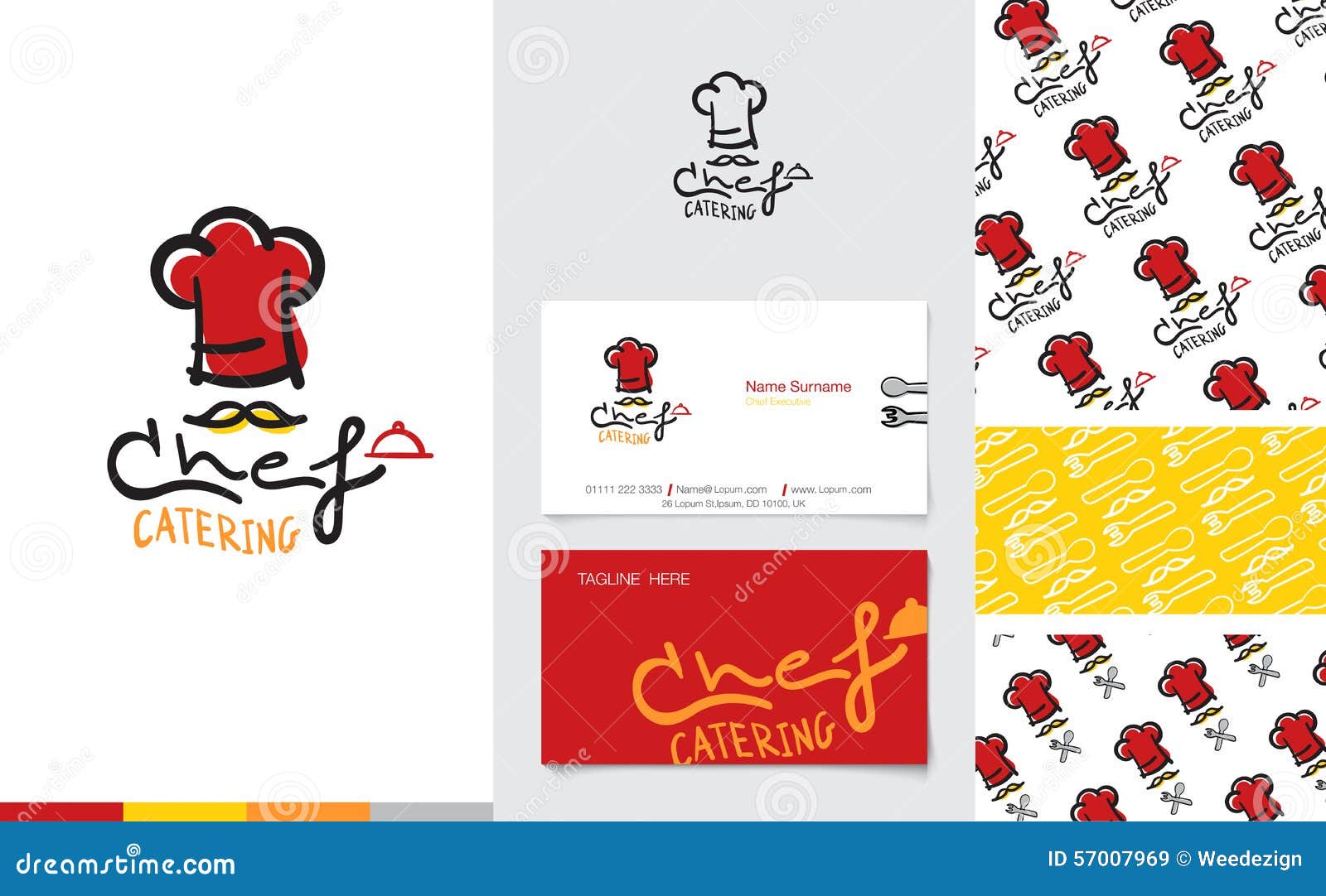 Logo of Chef Catering with Name Card and Pattern Stock Vector ...