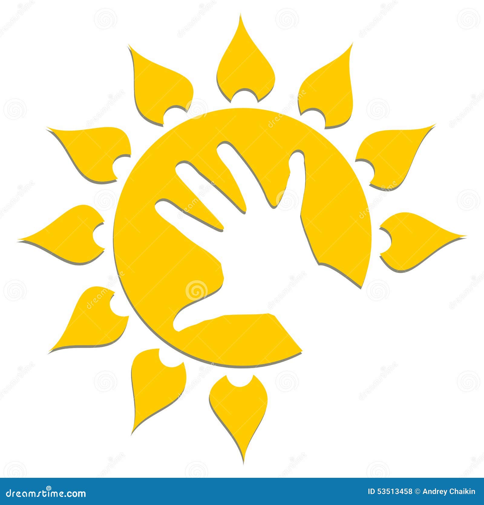Logo with a Children S Hand and the Sun. Stock Vector - Illustration of ...