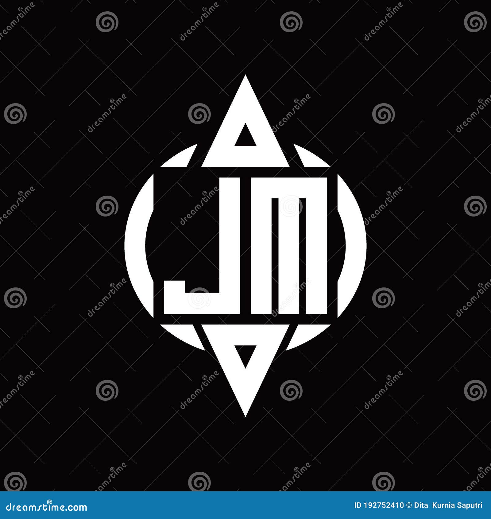 JM Logo with Circle Rounded Combine Triangle Top and Bottom Side Design ...