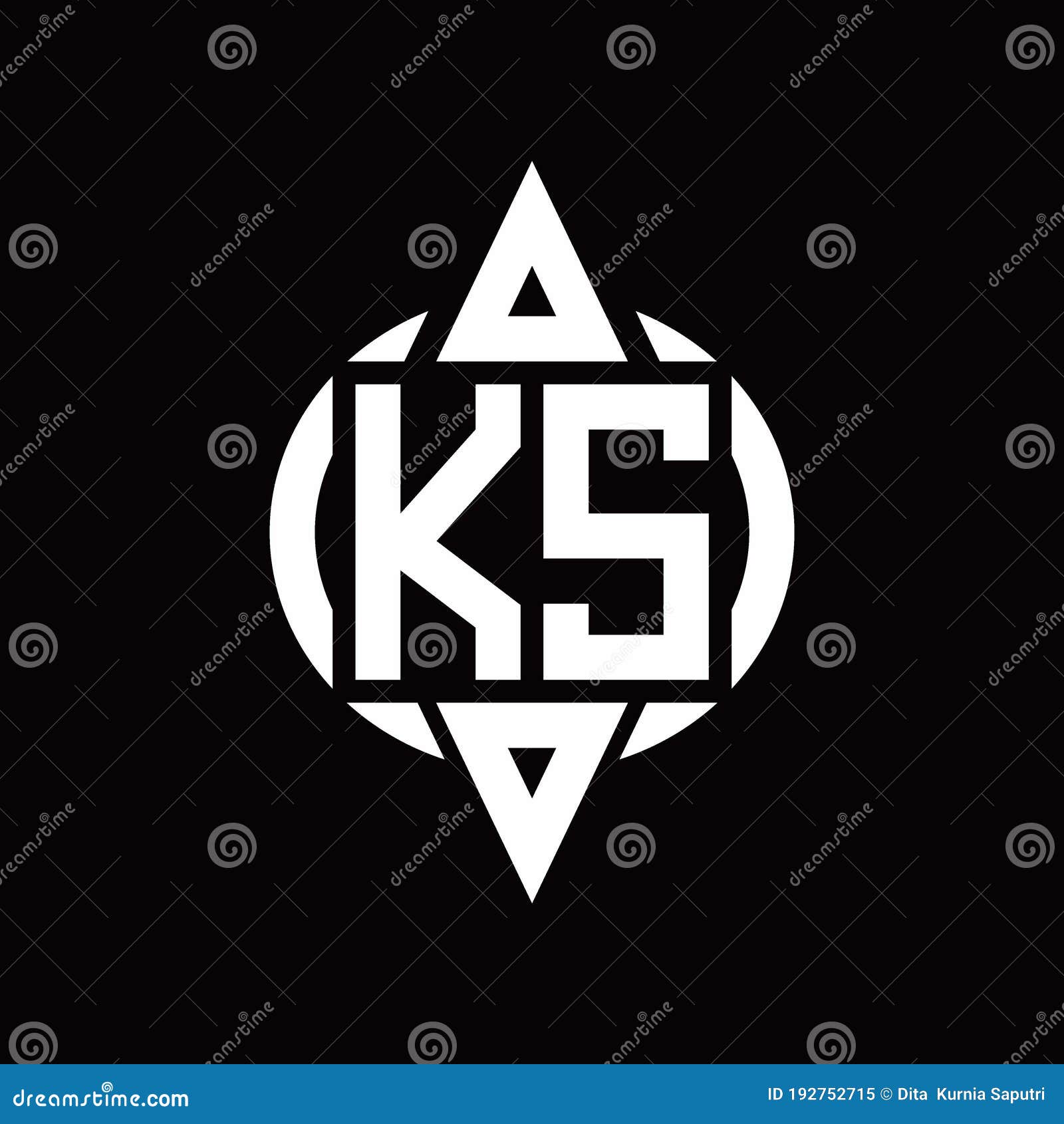 KS Logo with Circle Rounded Combine Triangle Top and Bottom Side Design ...