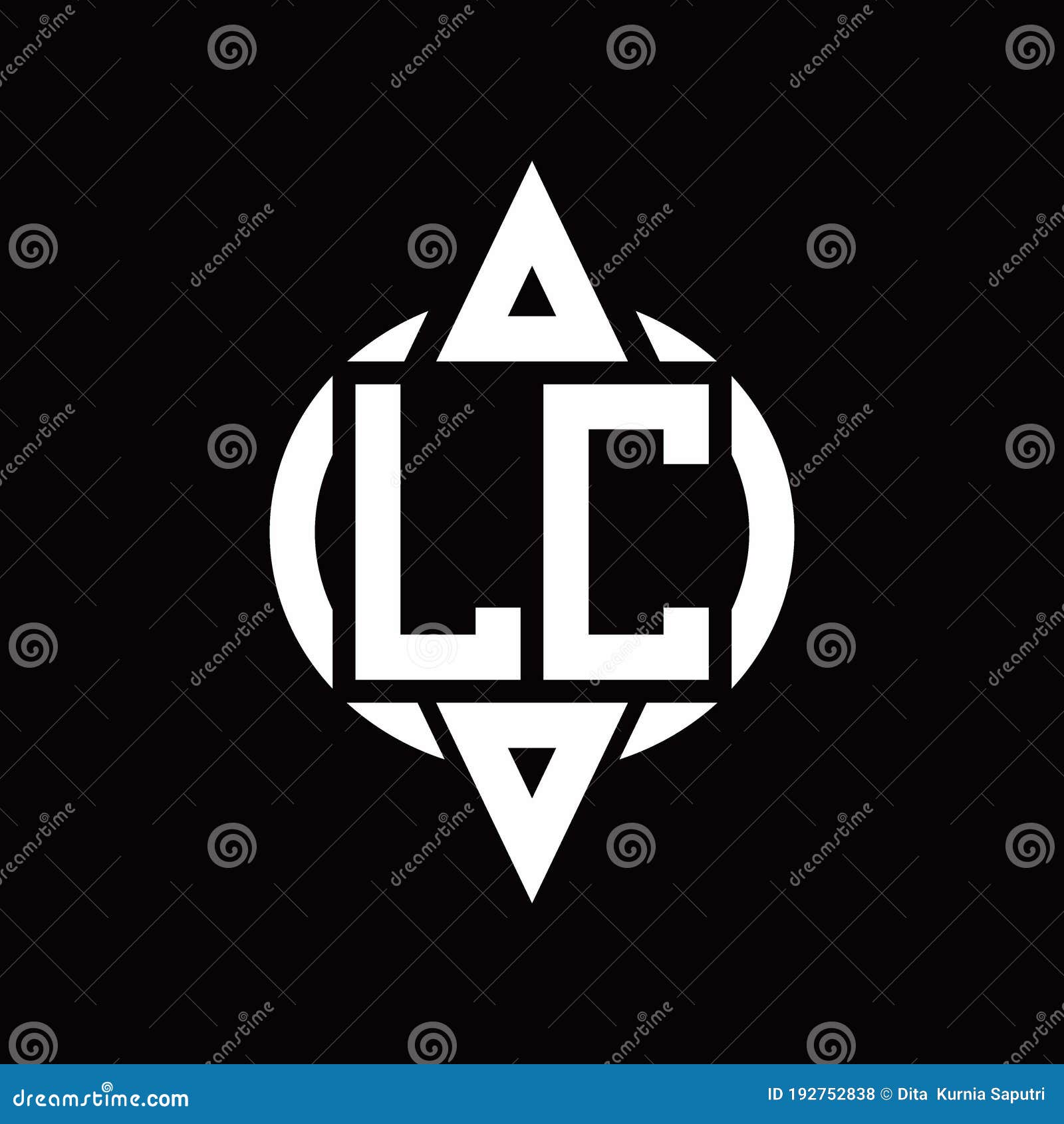 LC Logo with Circle Rounded Combine Triangle Top and Bottom Side Design ...