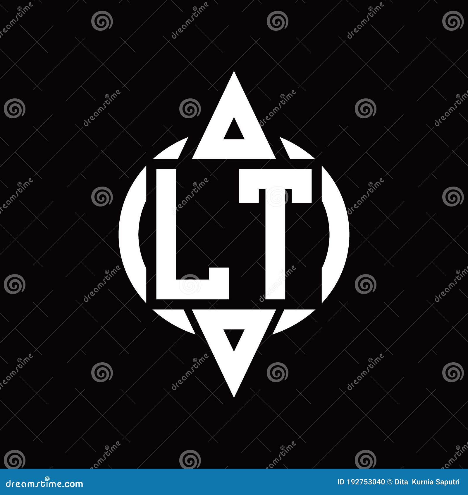 LT Logo with Circle Rounded Combine Triangle Top and Bottom Side Design ...