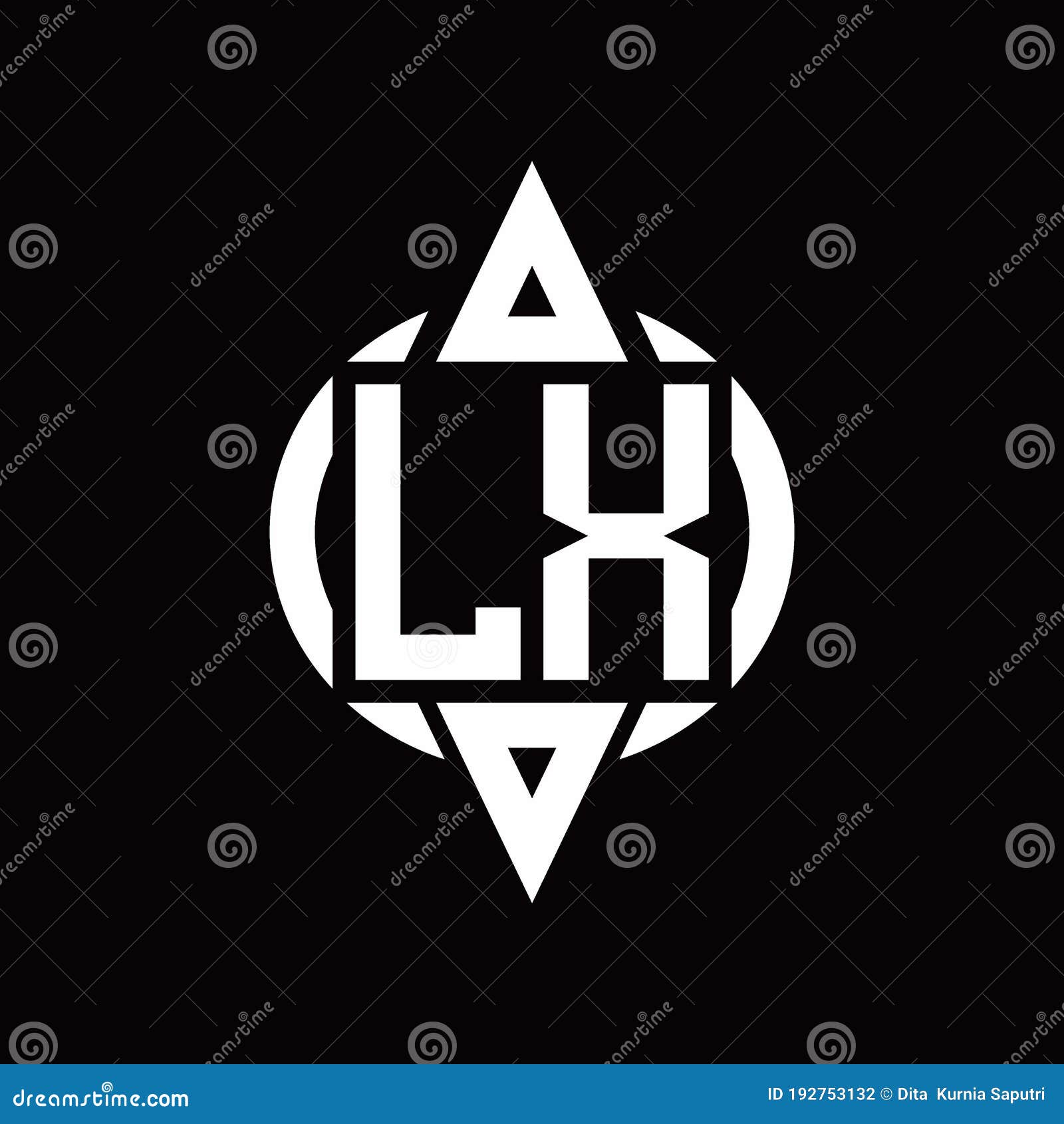 LX Logo with Circle Rounded Combine Triangle Top and Bottom Side Design ...