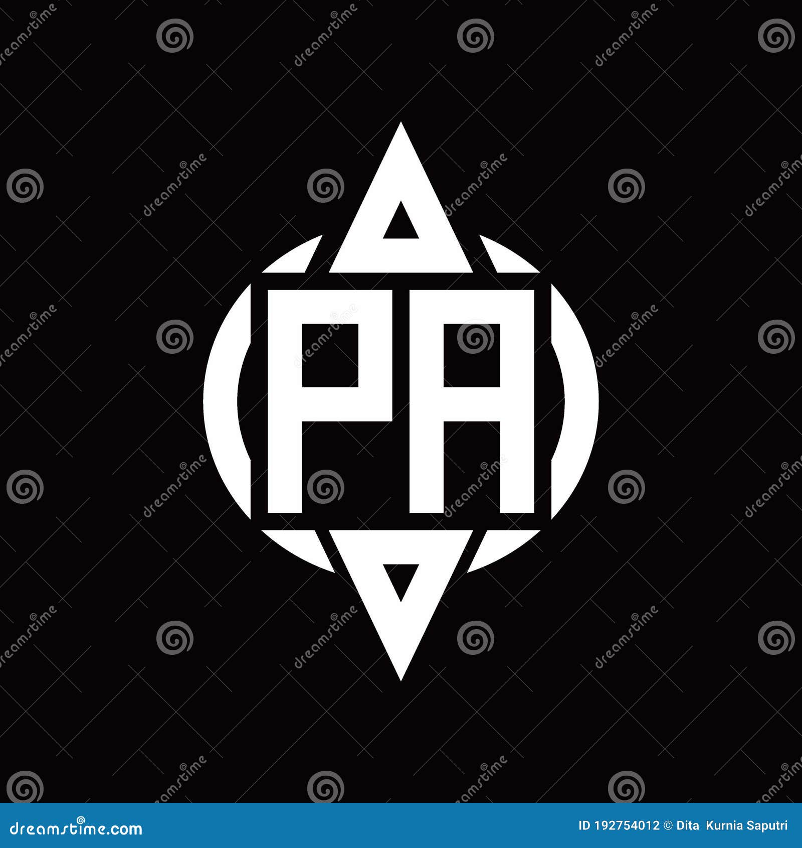 PA Logo with Circle Rounded Combine Triangle Top and Bottom Side Design ...