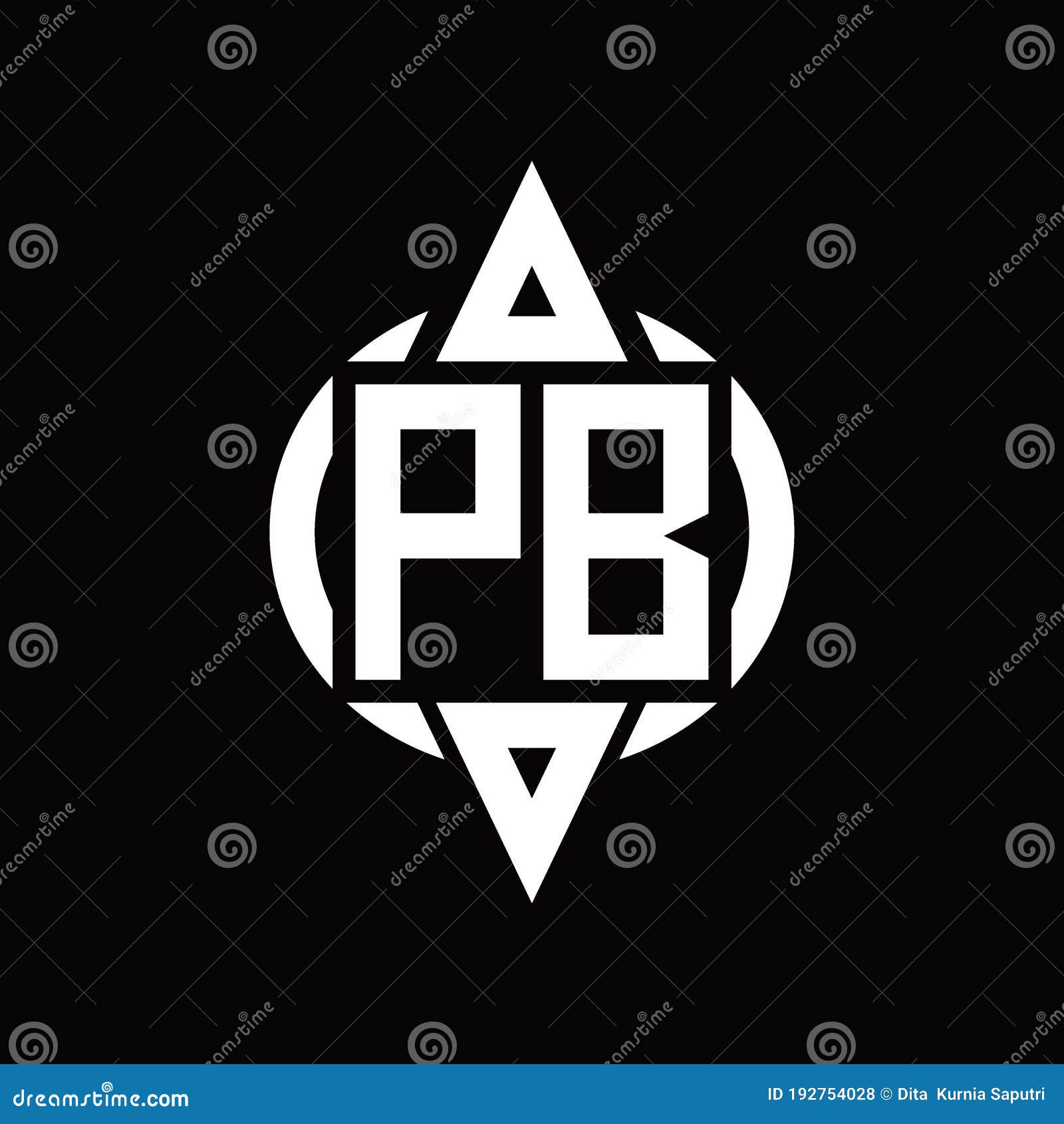 PB Logo with Circle Rounded Combine Triangle Top and Bottom Side Design ...