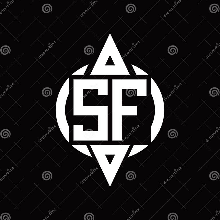 SF Logo with Circle Rounded Combine Triangle Top and Bottom Side Design ...