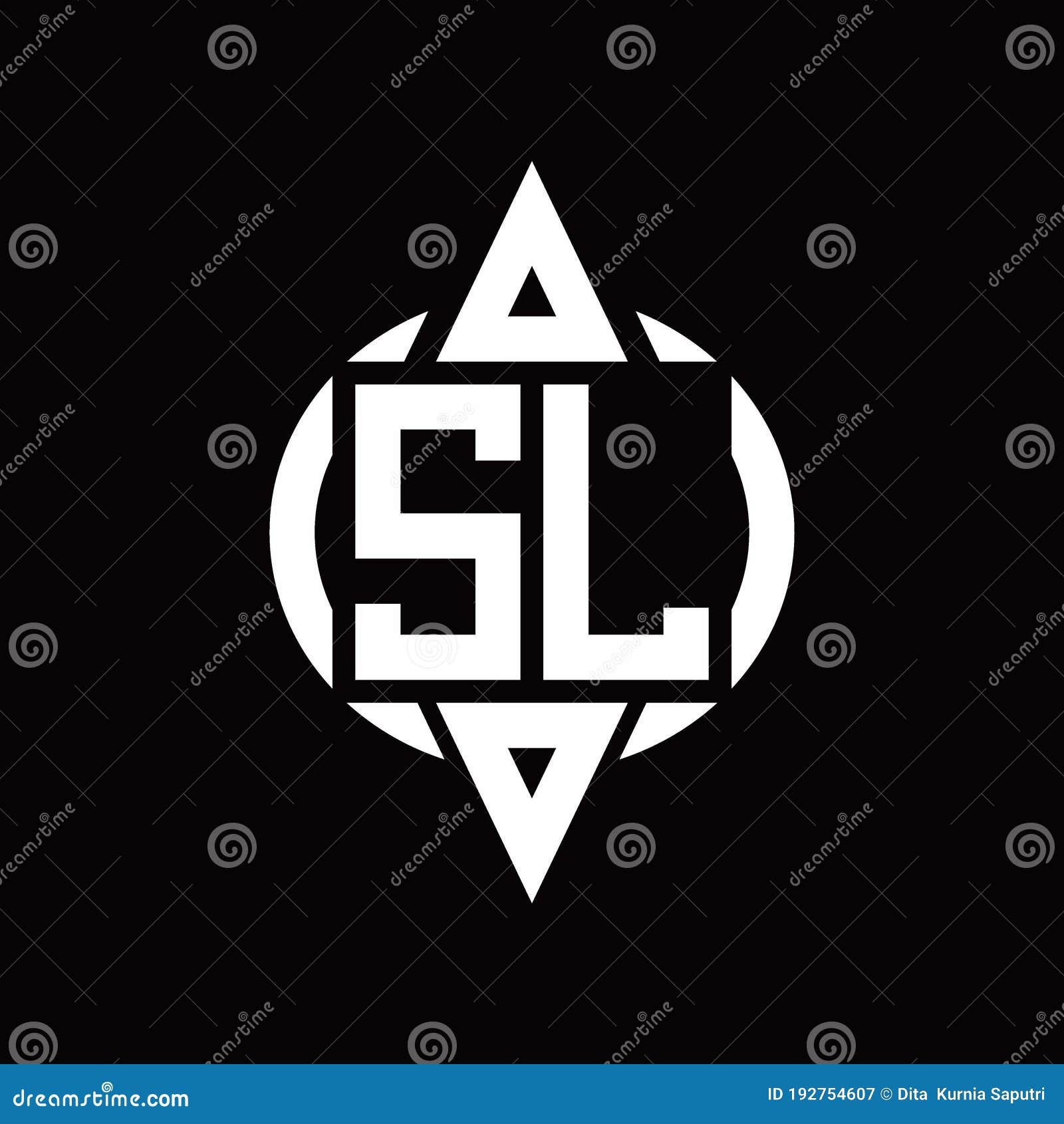 SL Logo with Circle Rounded Combine Triangle Top and Bottom Side Design ...