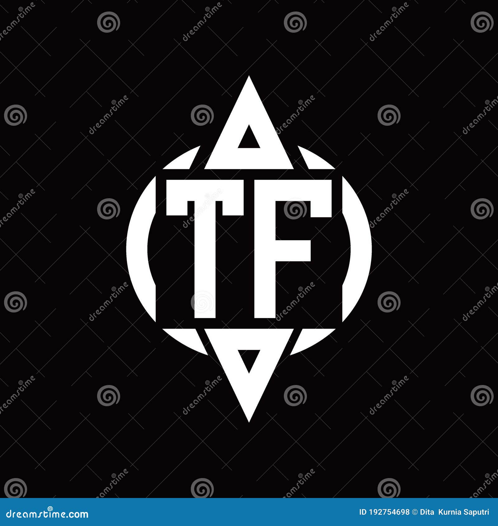 TF Logo with Circle Rounded Combine Triangle Top and Bottom Side Design ...
