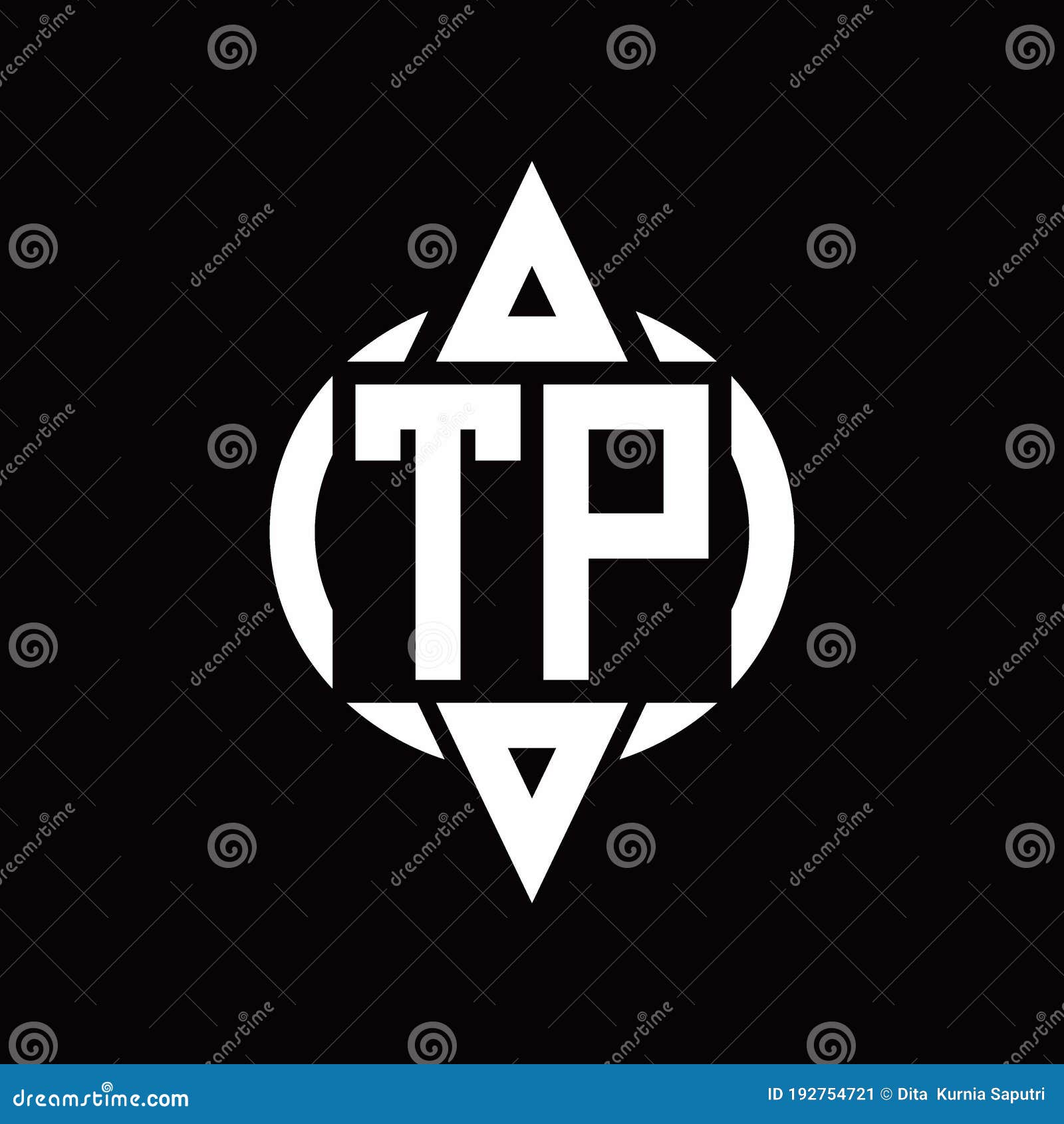 TP Logo with Circle Rounded Combine Triangle Top and Bottom Side Design ...