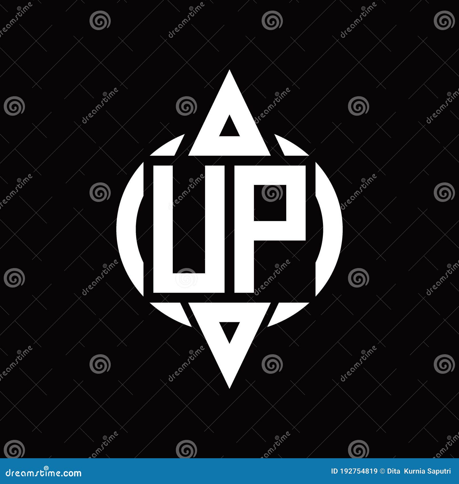 UP Logo with Circle Rounded Combine Triangle Top and Bottom Side Design ...