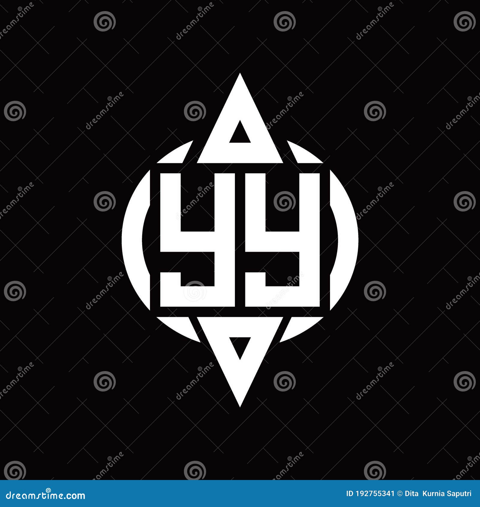 YY Logo with Circle Rounded Combine Triangle Top and Bottom Side Design ...