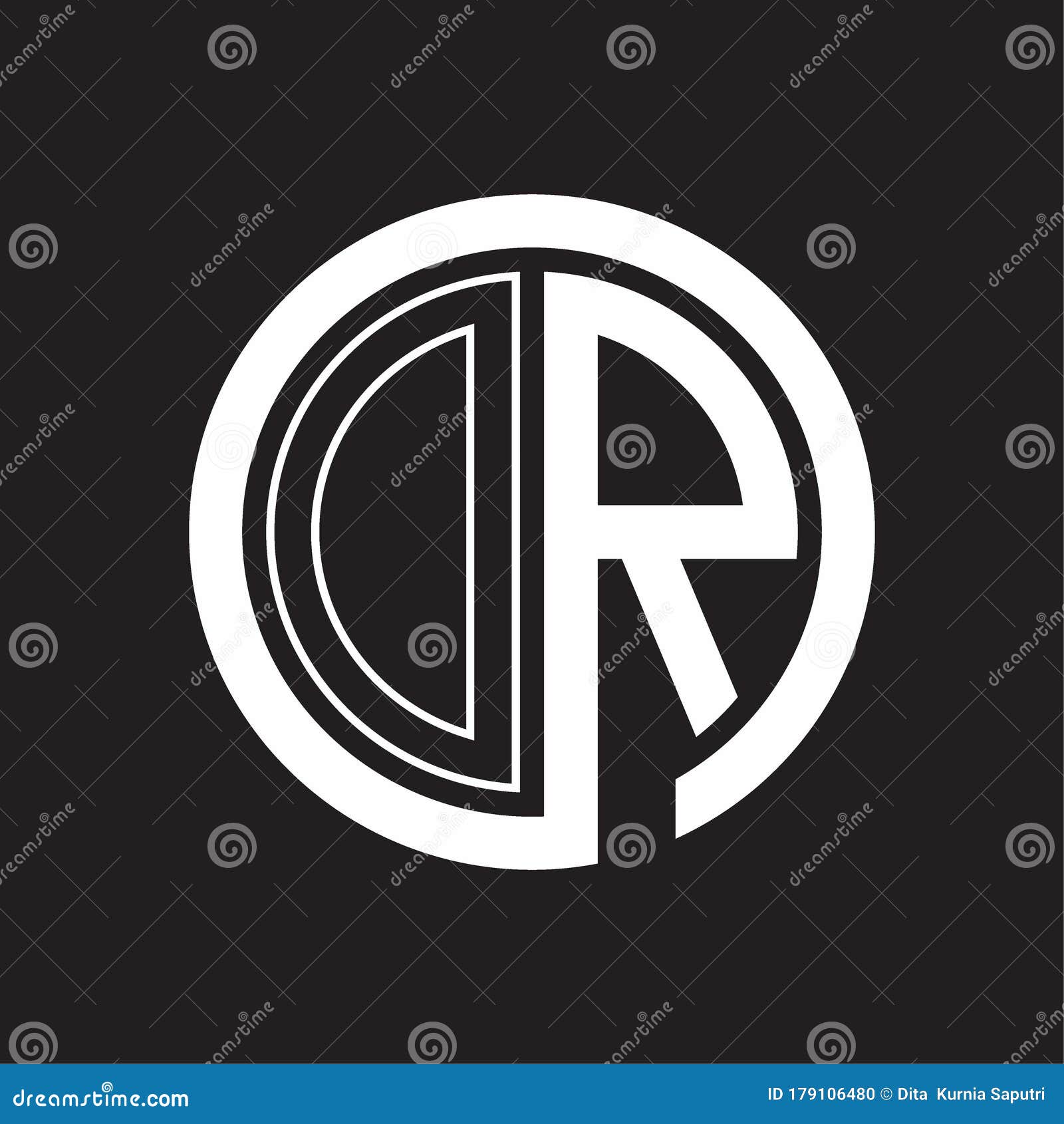 Or Logo with Circle Rounded Negative Space Design Template Stock Vector ...