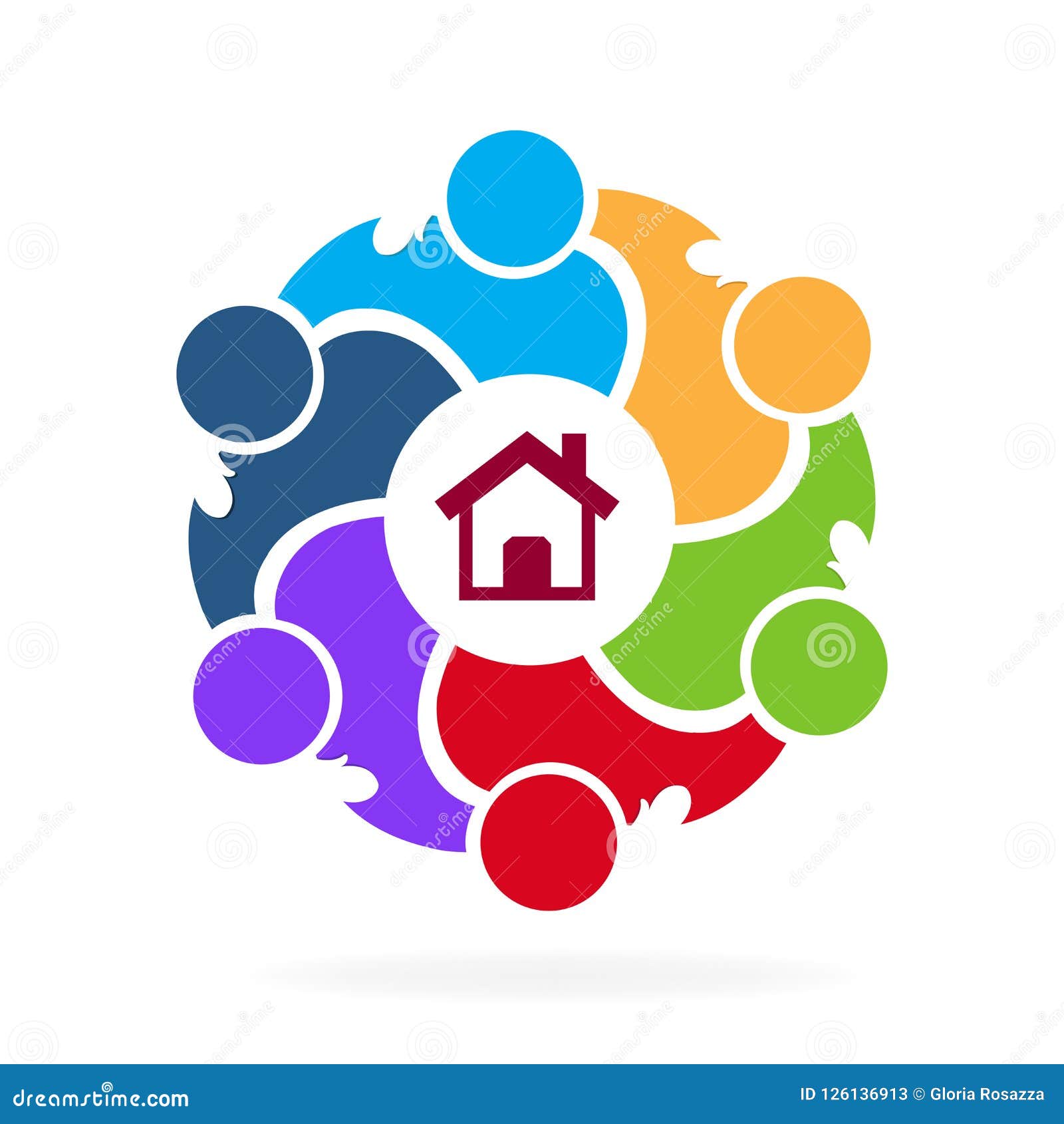 Logo Teamwork People Around House Stock Vector - Illustration of ...
