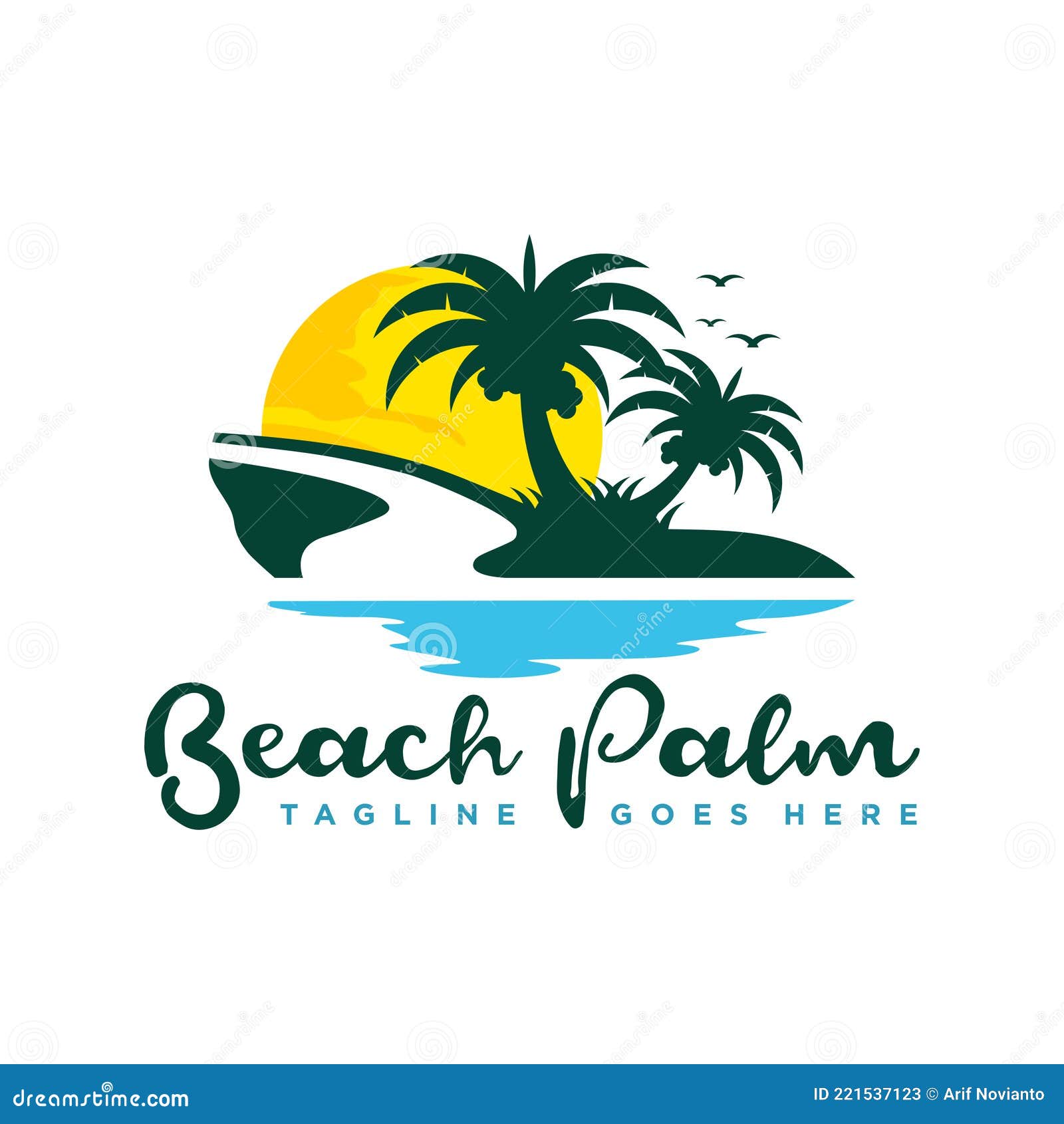 Logo Cocotier Avec Vue Sur La Plage Illustration de Vecteur ...