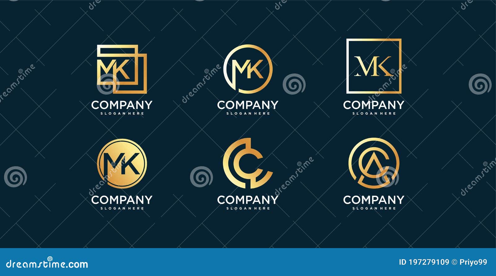 Logo Collection with Golden Concept Design Template, Initial, Logo ...