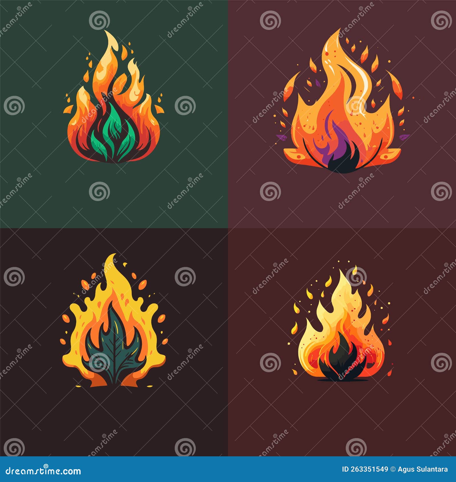 Hot Fire Flame Logo Icon Collection Set in Vector Illustration Stock ...