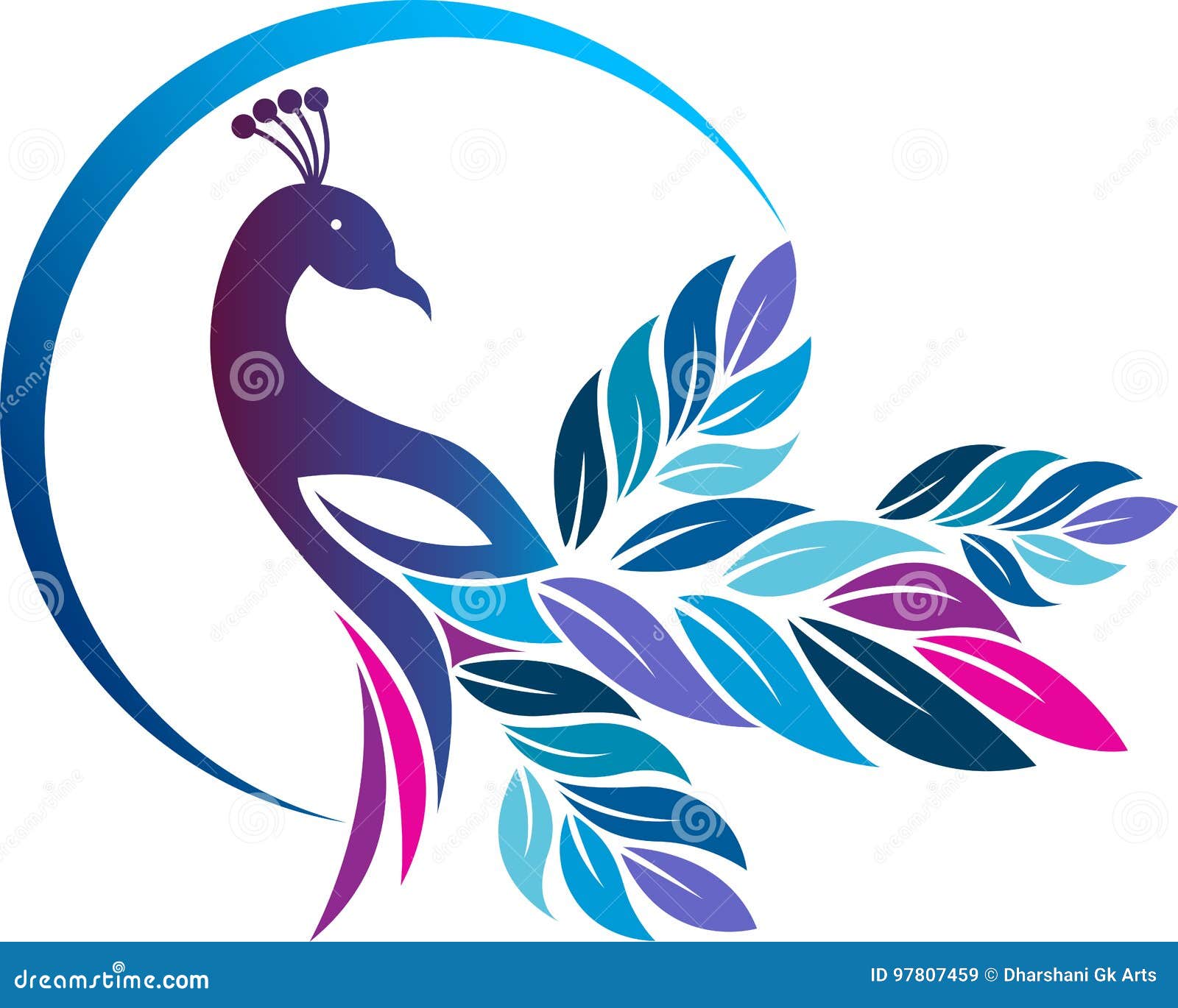 Logo coloré de paon illustration de vecteur. Illustration du courbe ...