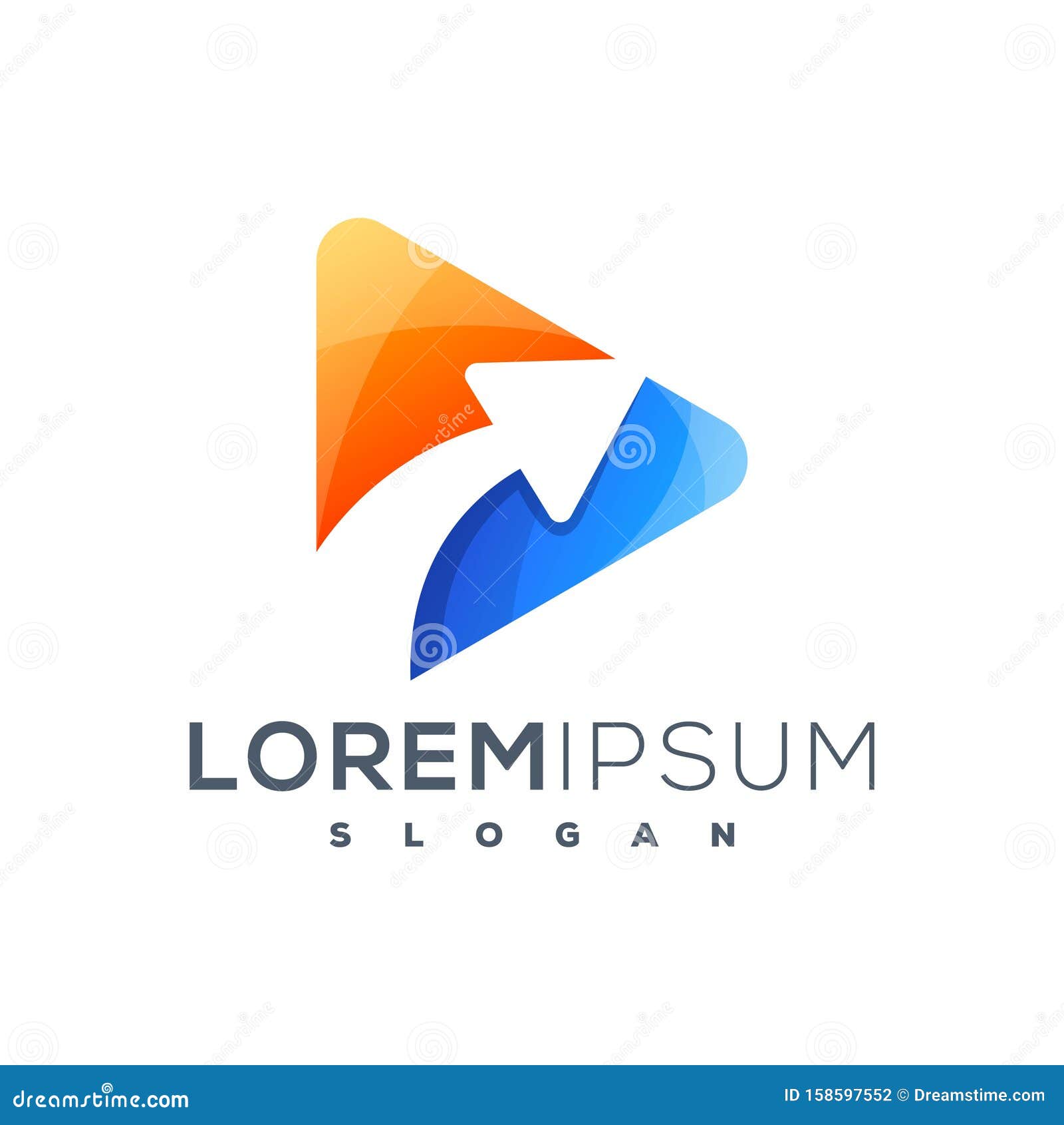 Logo Coloreado De Flecha Triangular Listo Para Usar Ilustración del ...