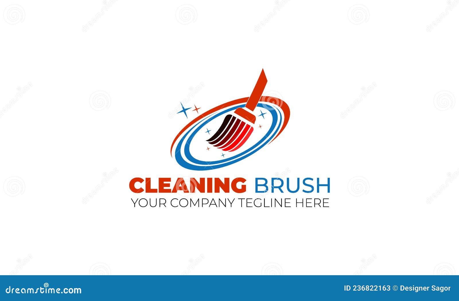Creative and Simple Cleaning Brush Logo Design Stock Vector ...