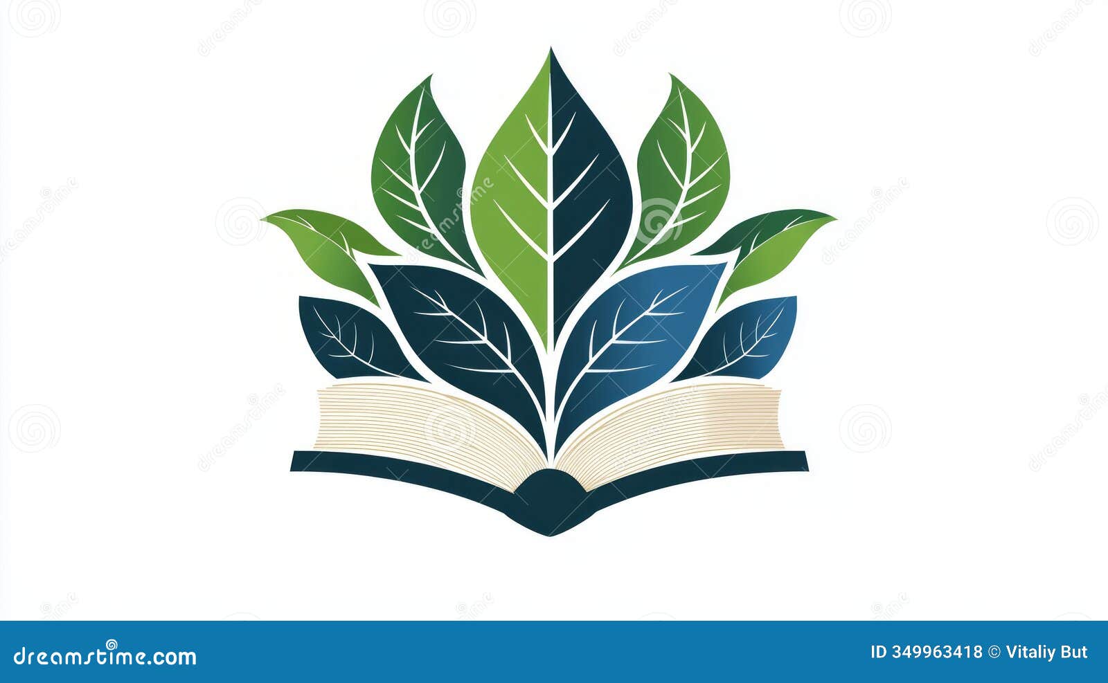 Logo Combines Green Leaf Educational Icons Like Books and Pencils ...