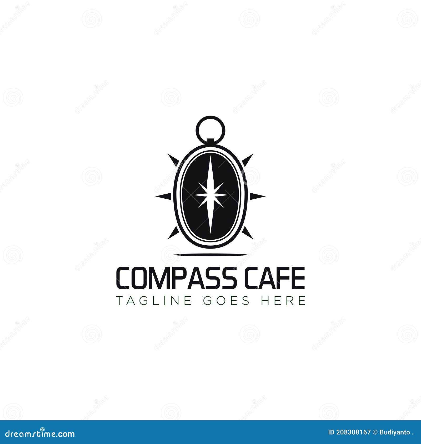 Logo Compass Cafe, with Coffee Bean Vector Stock Vector - Illustration ...