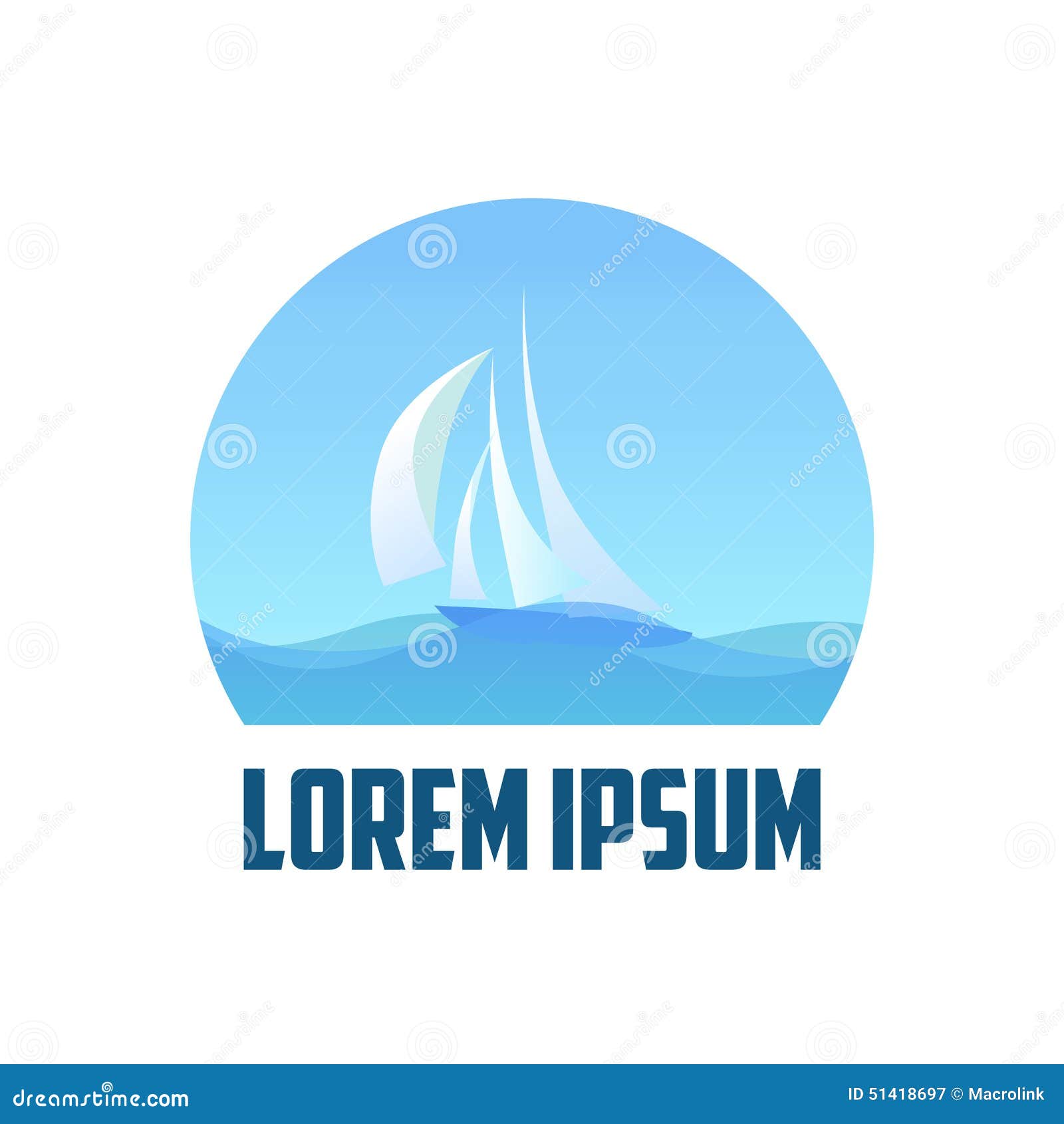 Logo con l'yacht in mare illustrazione vettoriale. Illustrazione di ...